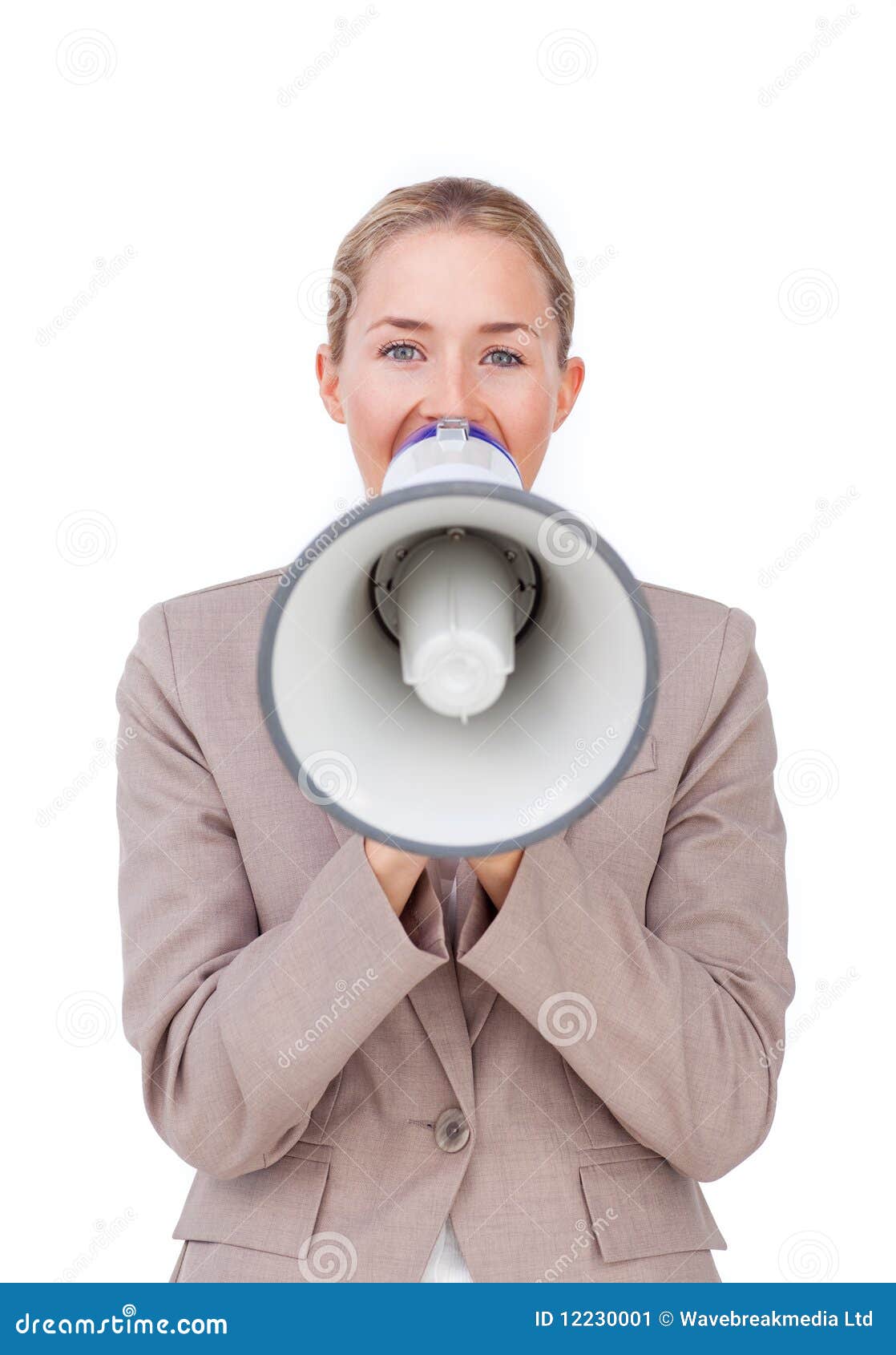 Businesswoman Giving Instructions with a Megaphone Stock Image - Image ...