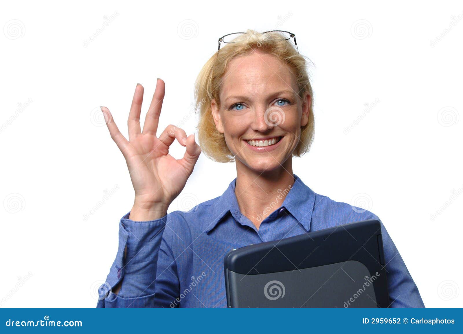 Businesswoman Giving the OK Si Stock Photo - Image of pretty ...
