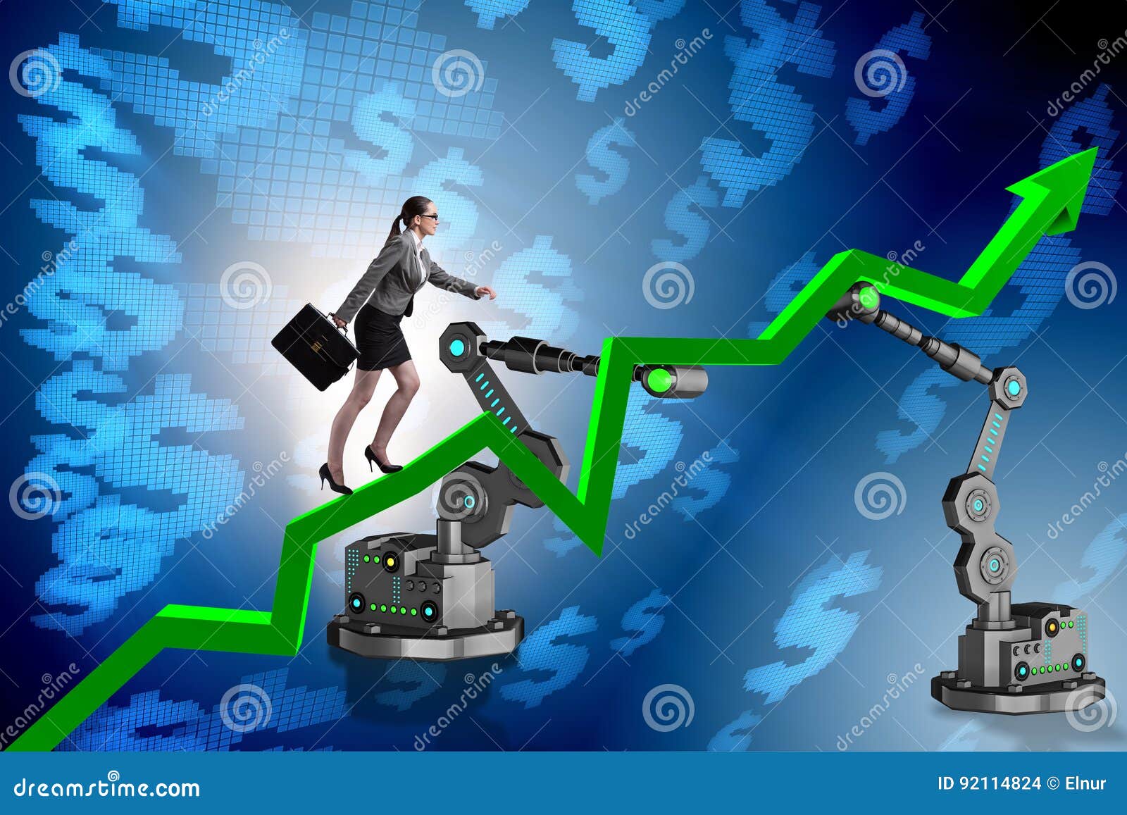 The Businesswoman Going Up the Chart Stock Photo - Image of banking ...