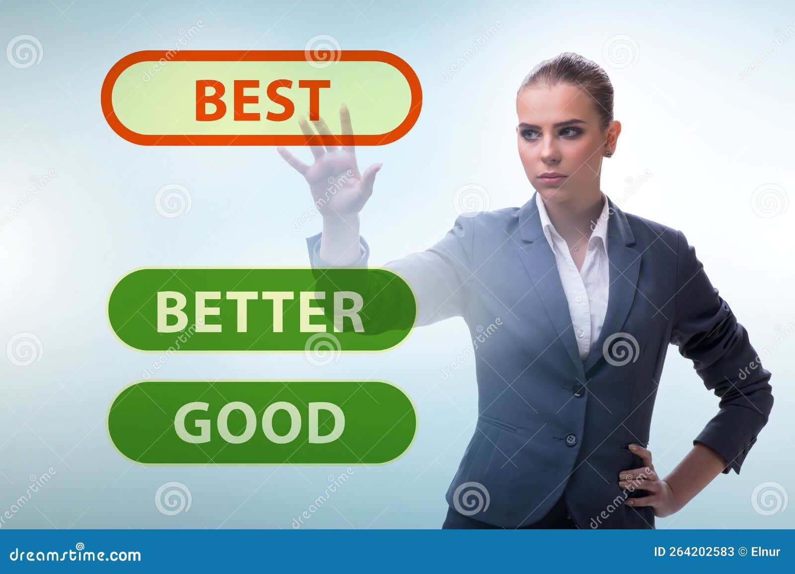 Businesswoman in Good Better and Best Concept Stock Image - Image of ...