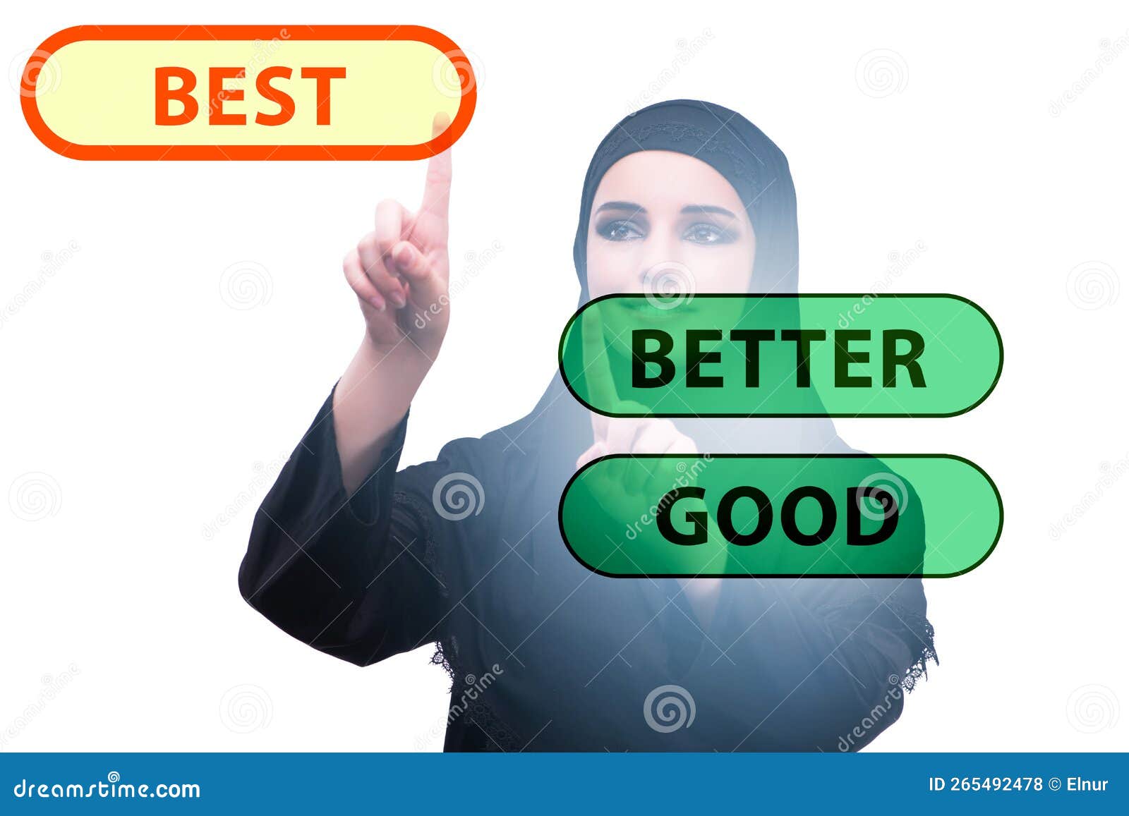 Businesswoman in Good Better and Best Concept Stock Photo - Image of ...