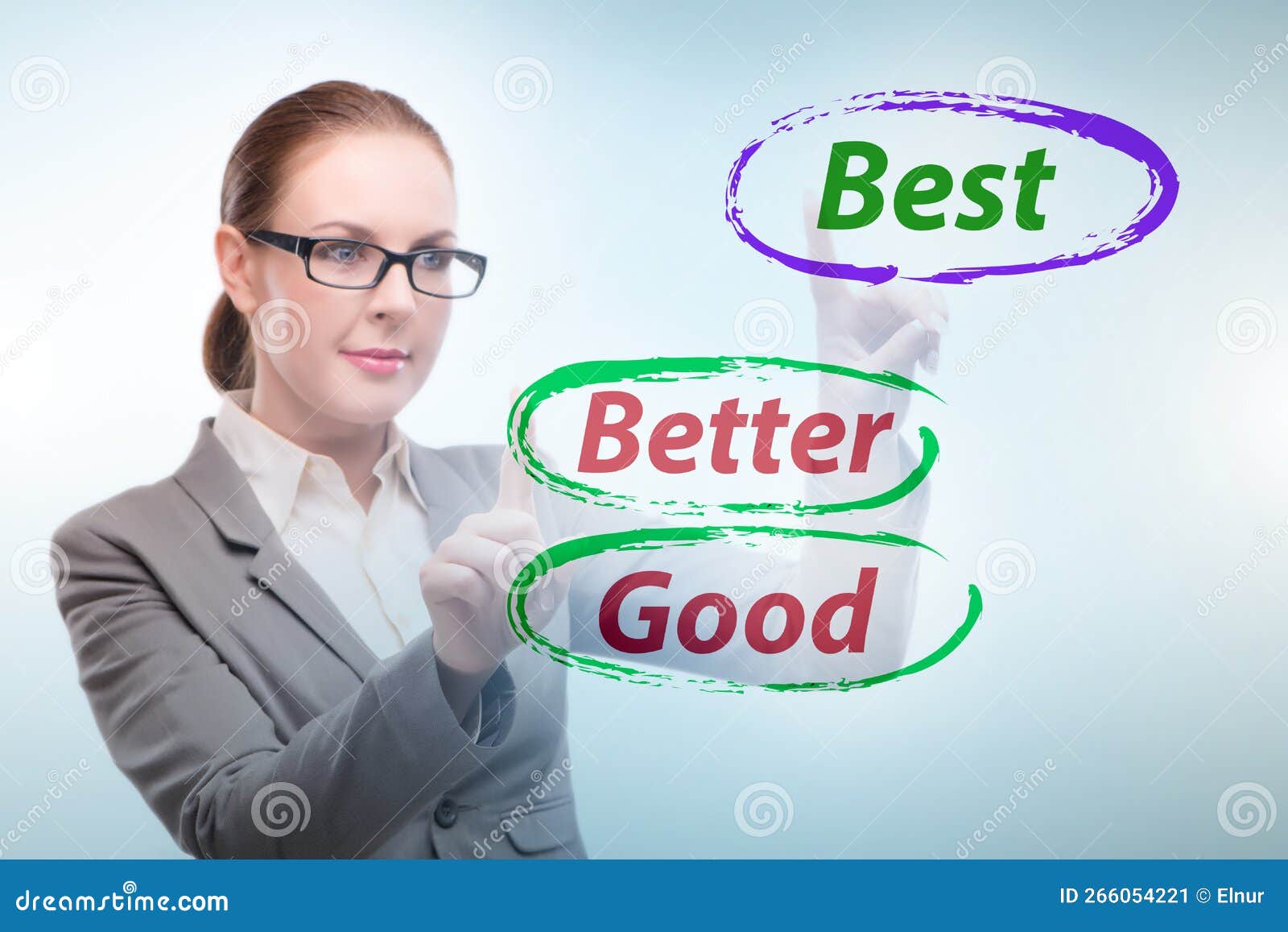 Businesswoman in Good Better and Best Concept Stock Image - Image of ...