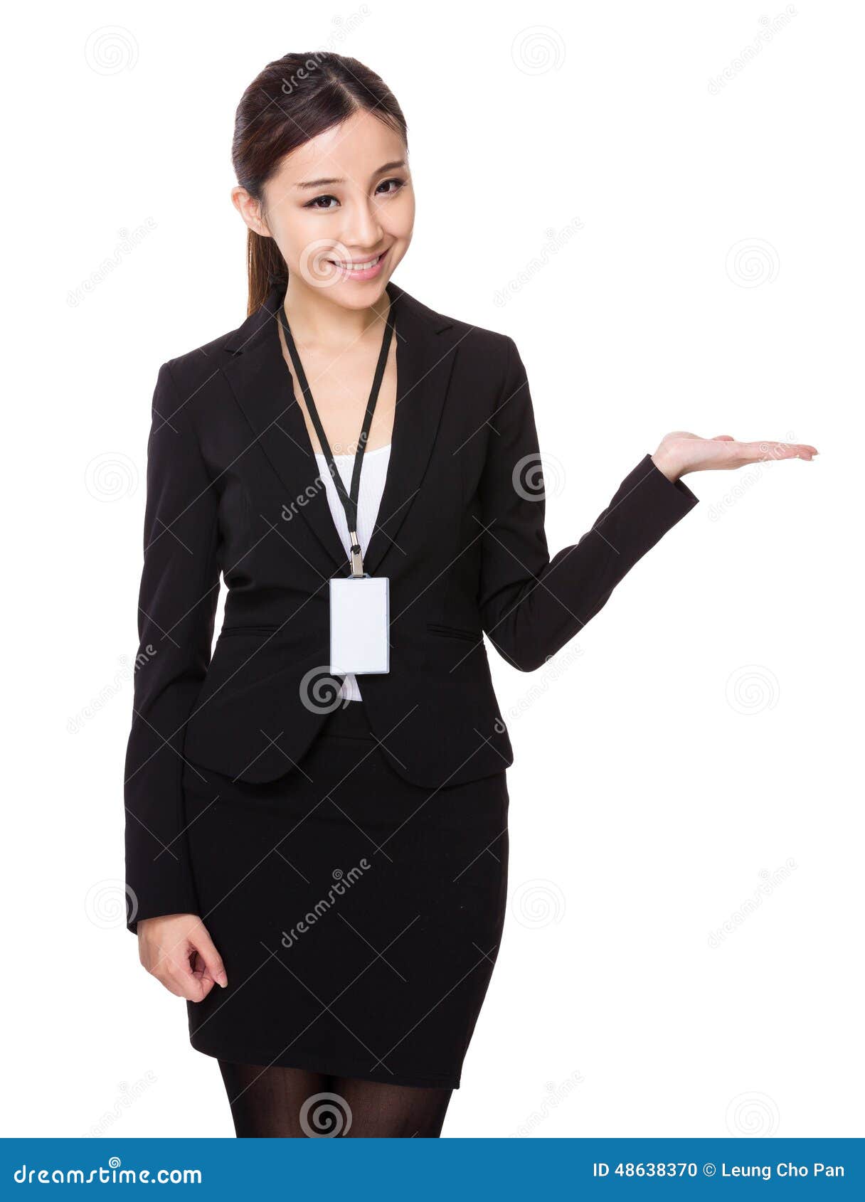 Businesswoman with Hand Presentation Stock Photo - Image of female ...
