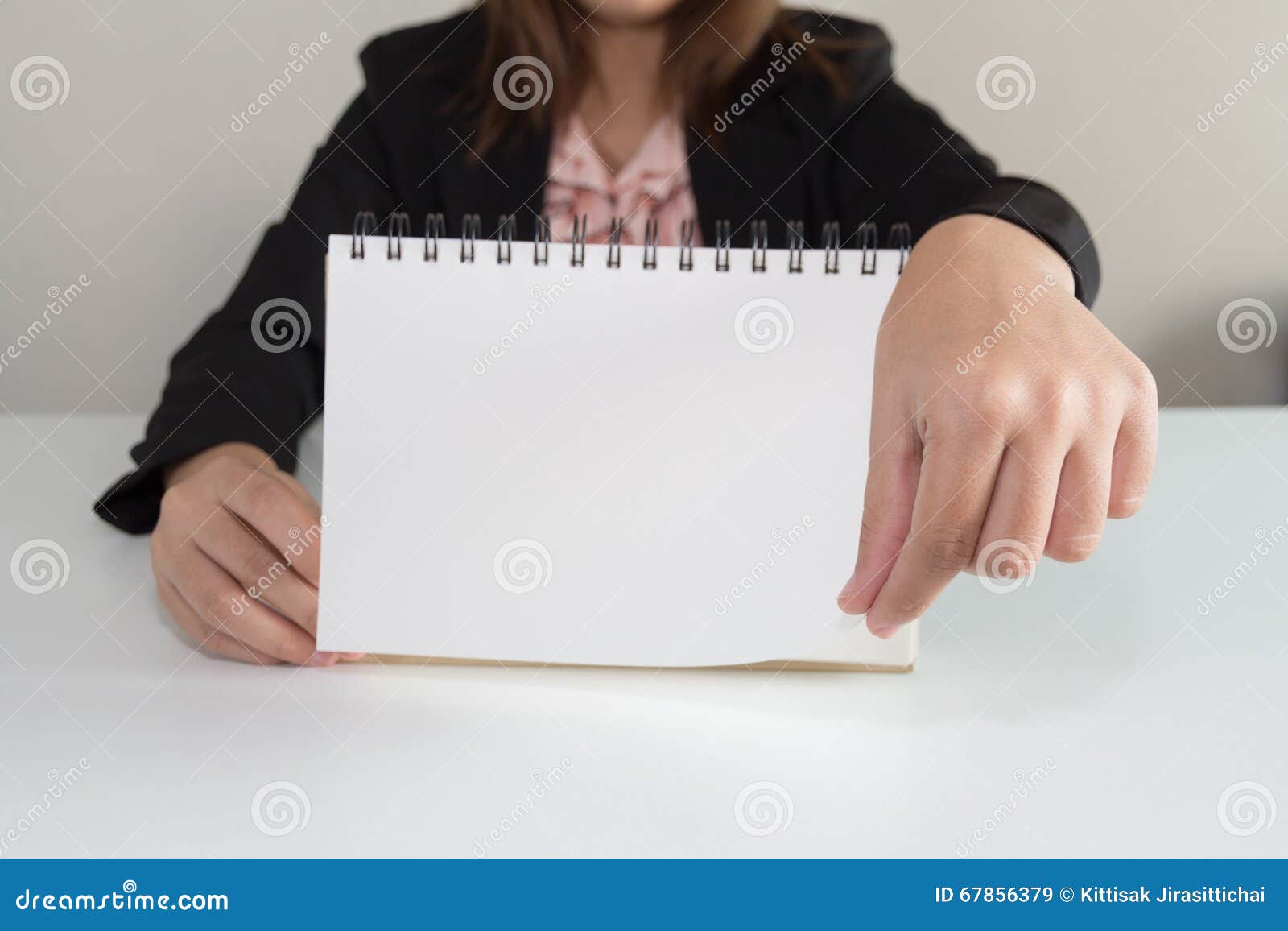 Businesswoman Hand Turning Page of Notebook Stock Image - Image of ...