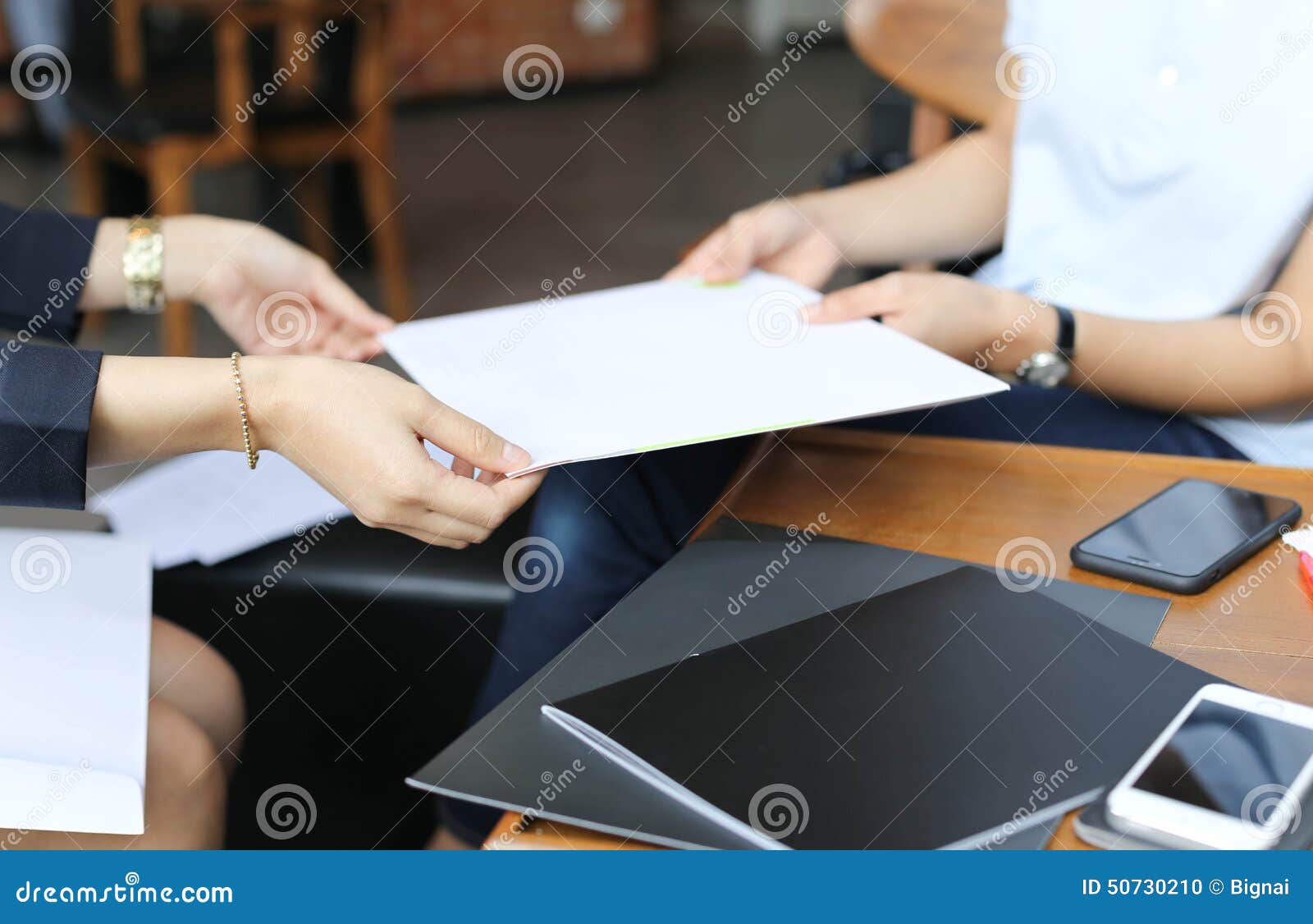 Businesswoman are Handing a Contract Stock Photo - Image of business ...