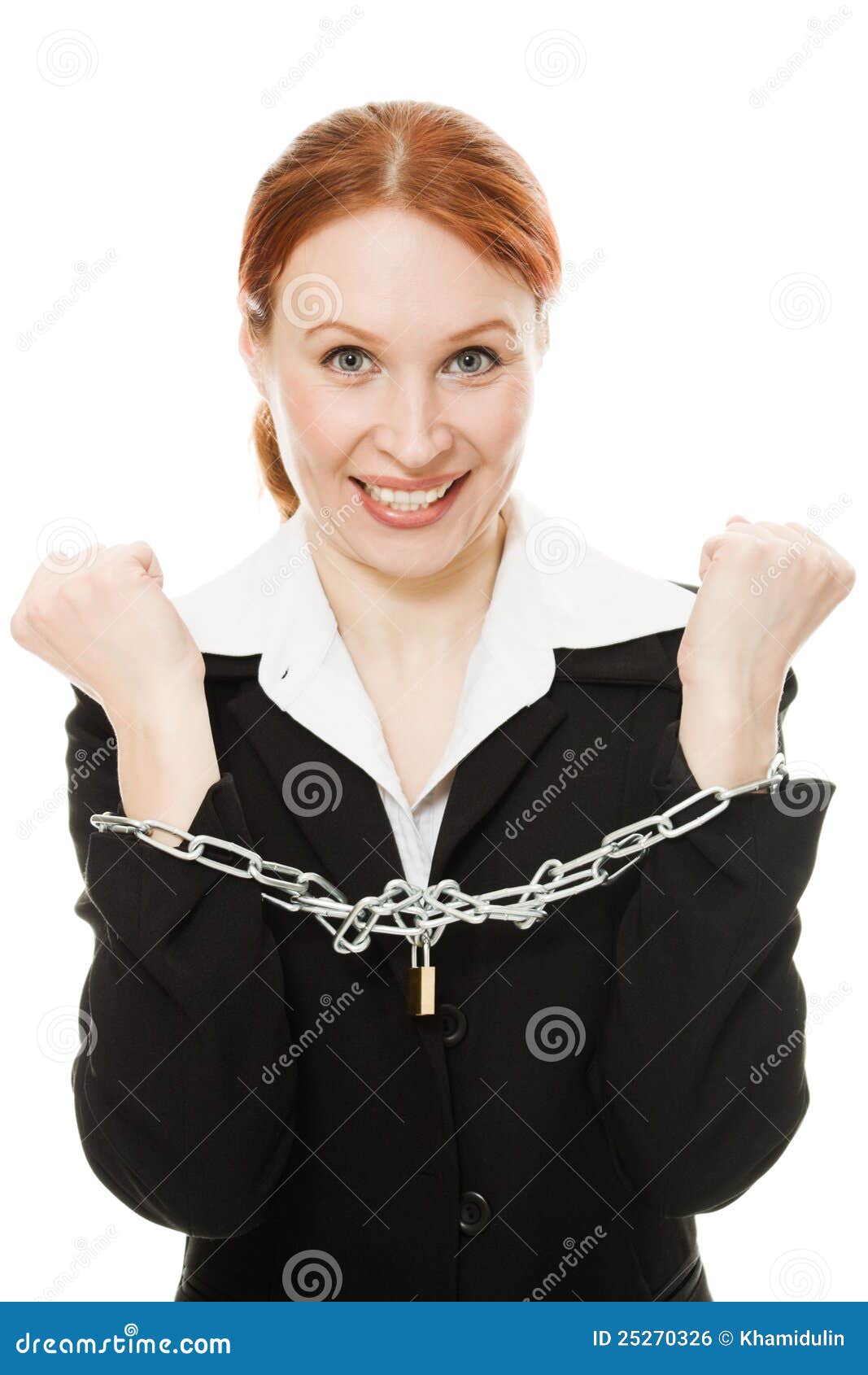 Businesswoman with Hands Shackled in Chains. Stock Photo - Image of ...