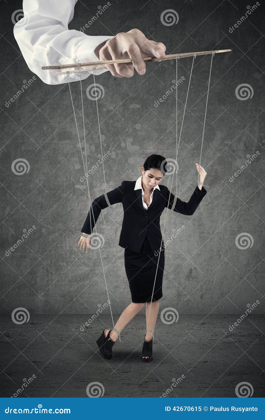 Businesswoman Hanging on String Stock Image - Image of controlled, hand ...