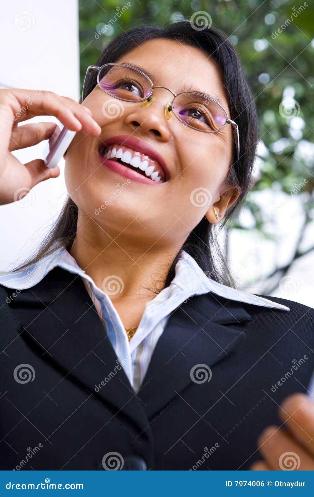 Businesswoman in Happily Talking on Phone Stock Photo - Image of female ...
