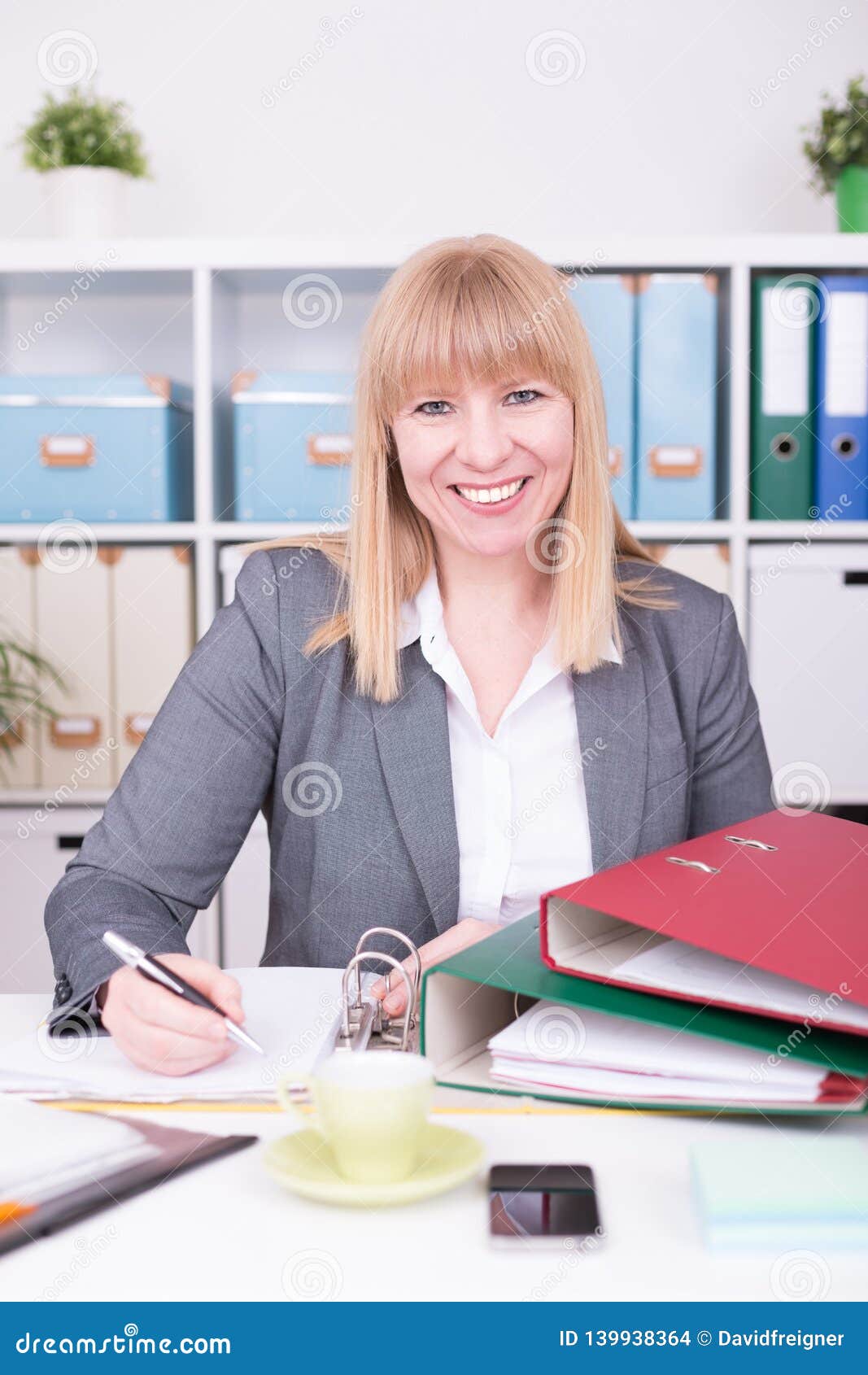 Businesswoman with Happy Emotions at Work at the Office Stock Photo ...