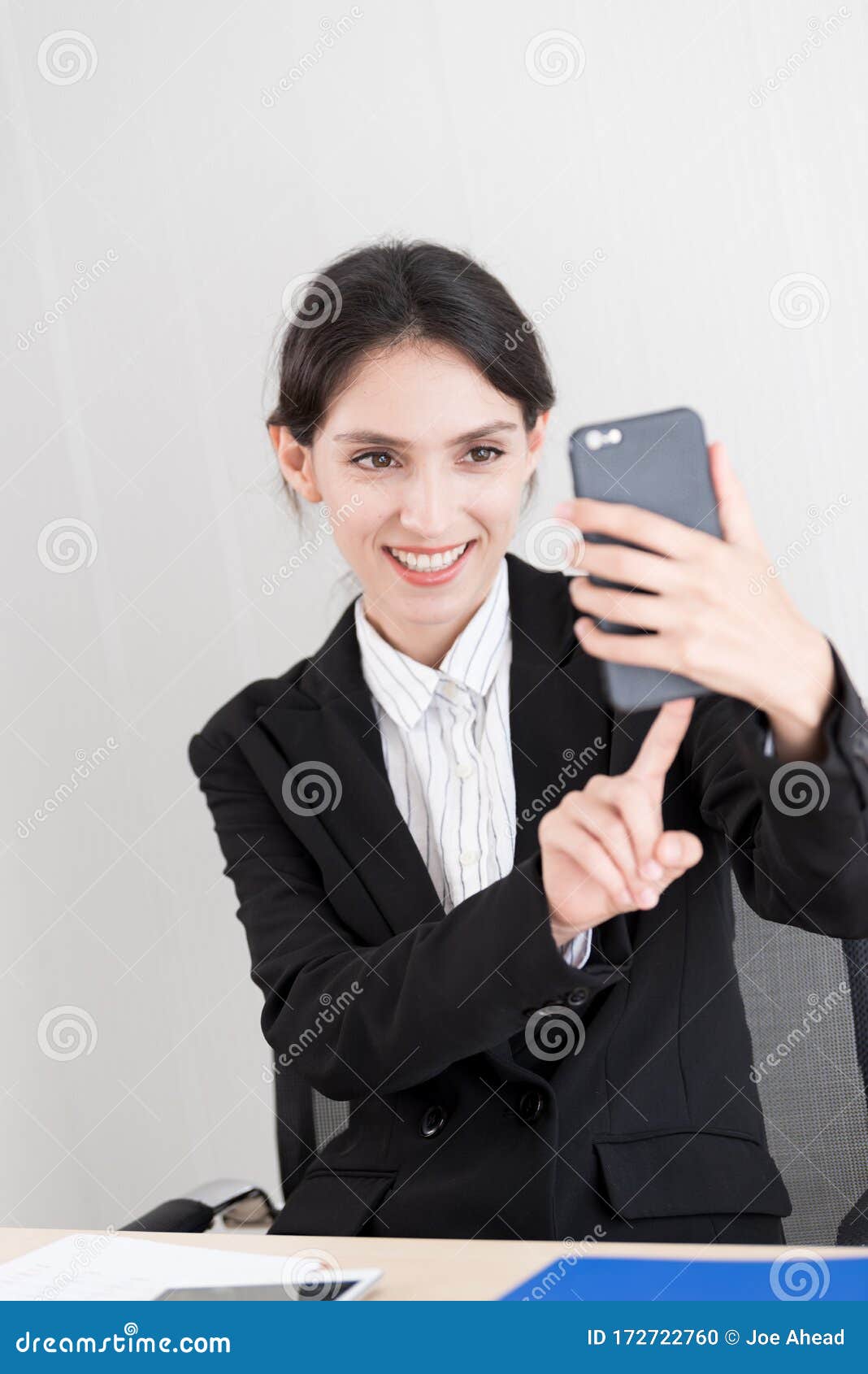 A Businesswoman Has Working with Concentrate and Happiness Stock Photo ...