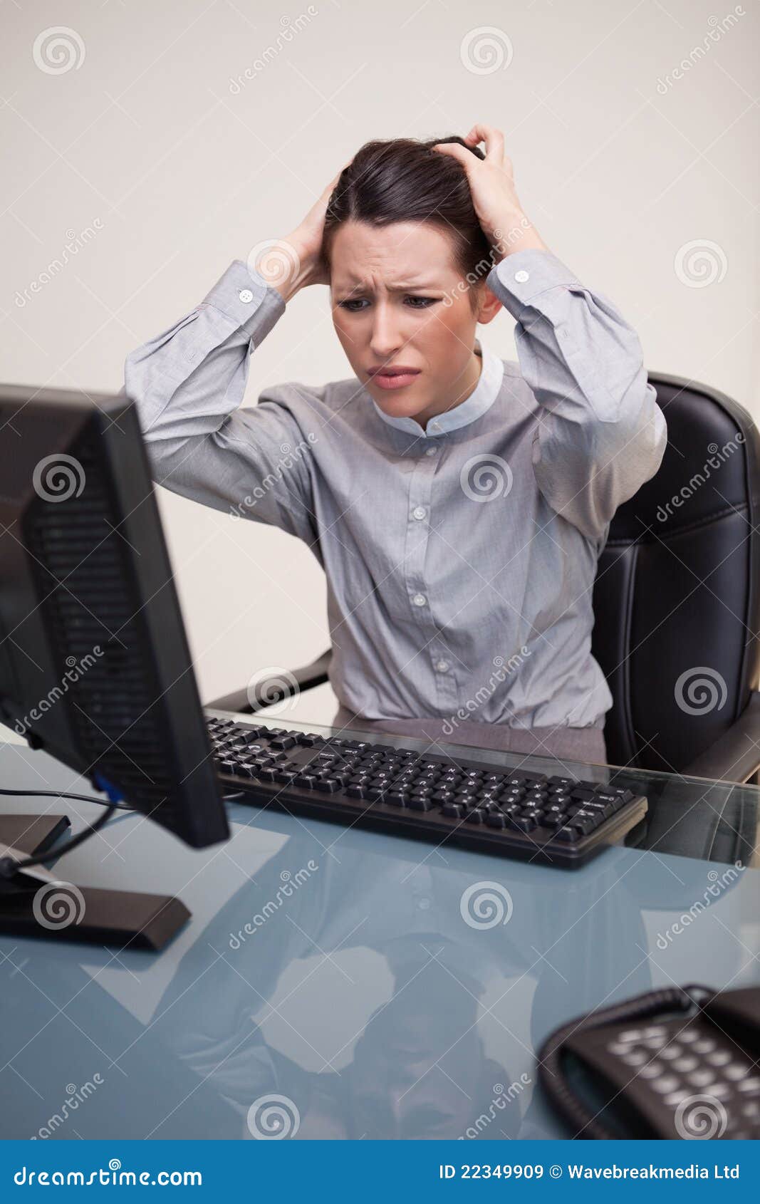 Businesswoman Having Problems with Her Computer Stock Image - Image of ...