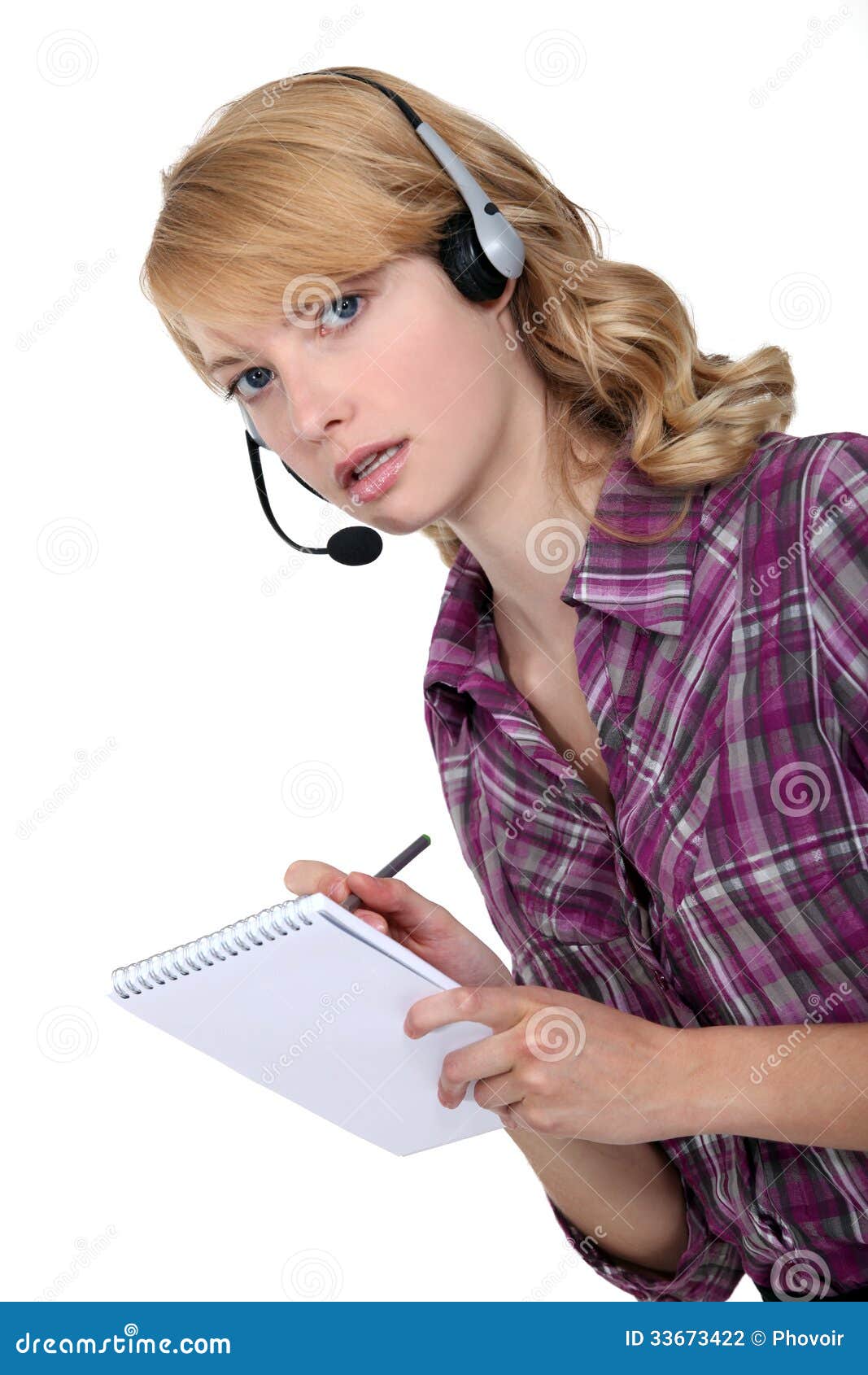 A Businesswoman with a Headset on Stock Photo - Image of color, female ...