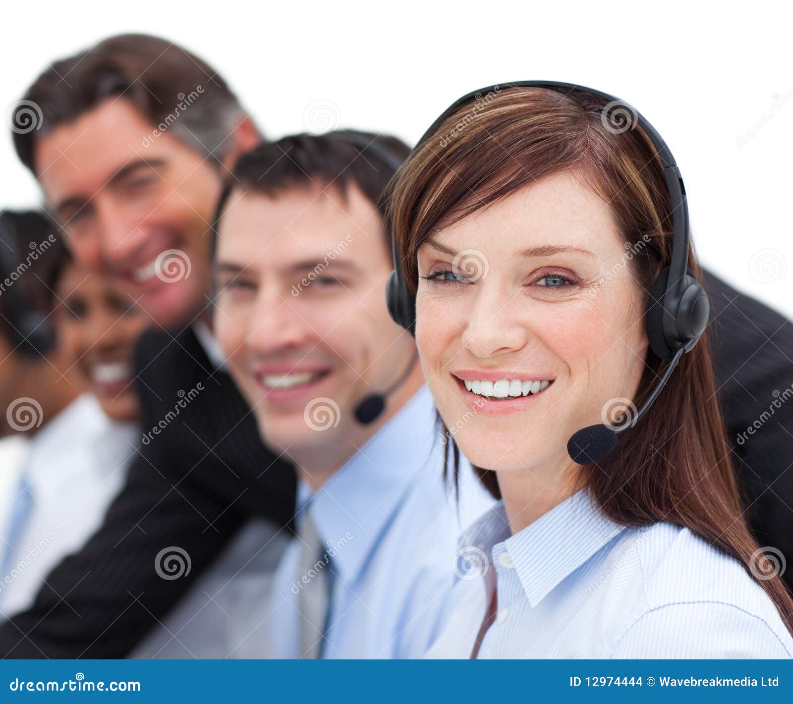 Businesswoman and Her Team in a Call Cente Stock Photo - Image of ...