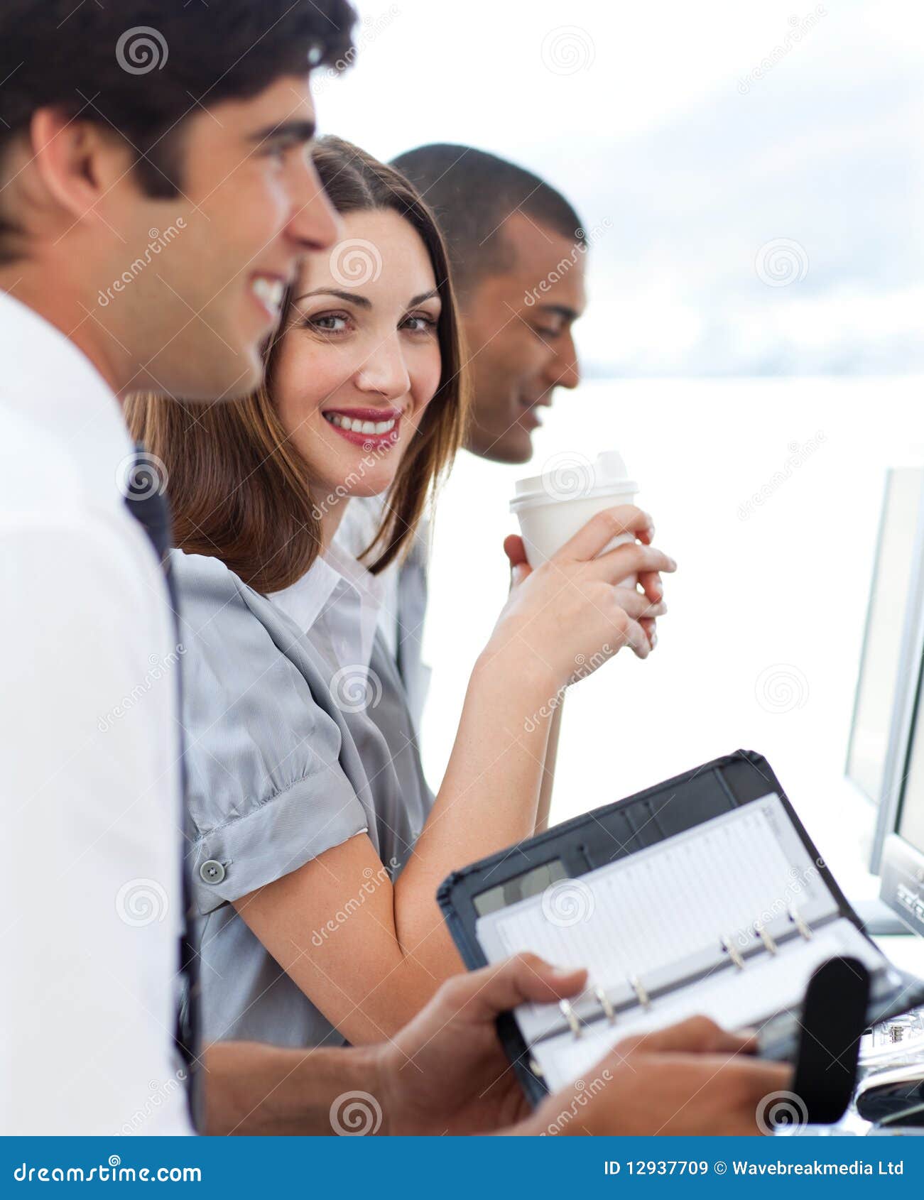 Businesswoman with Her Team Drinking Coffee Stock Image - Image of ...
