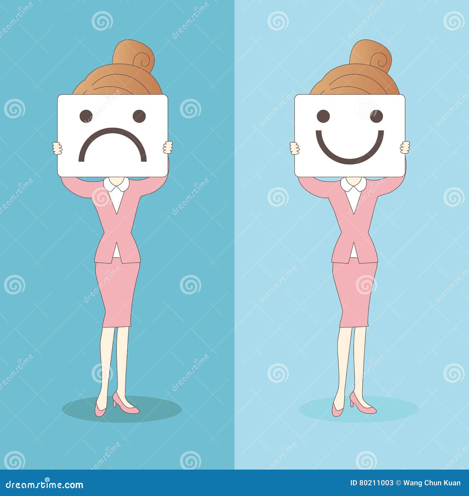 Businesswoman Hide Her Real Face Stock Vector - Illustration of ...