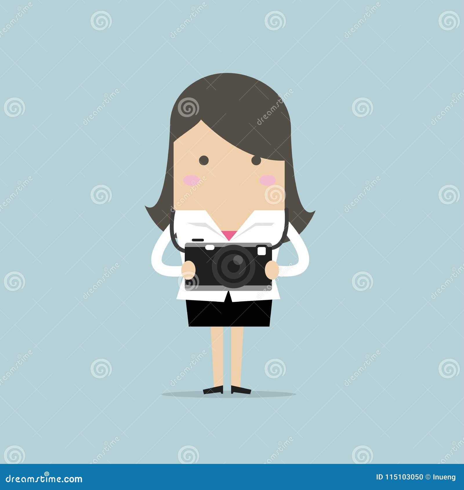 Businesswoman Holding a Camera. Stock Vector - Illustration of cartoon ...