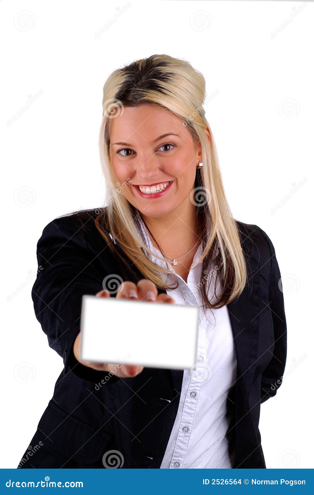 Businesswoman Holding a Card Stock Photo - Image of meet, greeting: 2526564