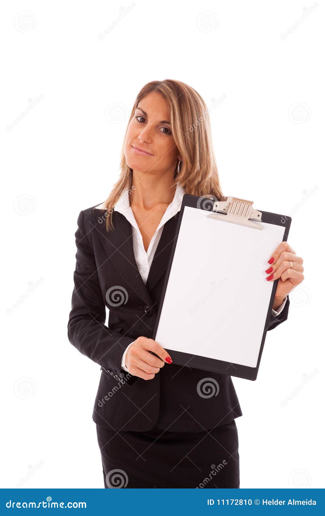 Businesswoman Holding a Clipboard Stock Photo - Image of attractive ...
