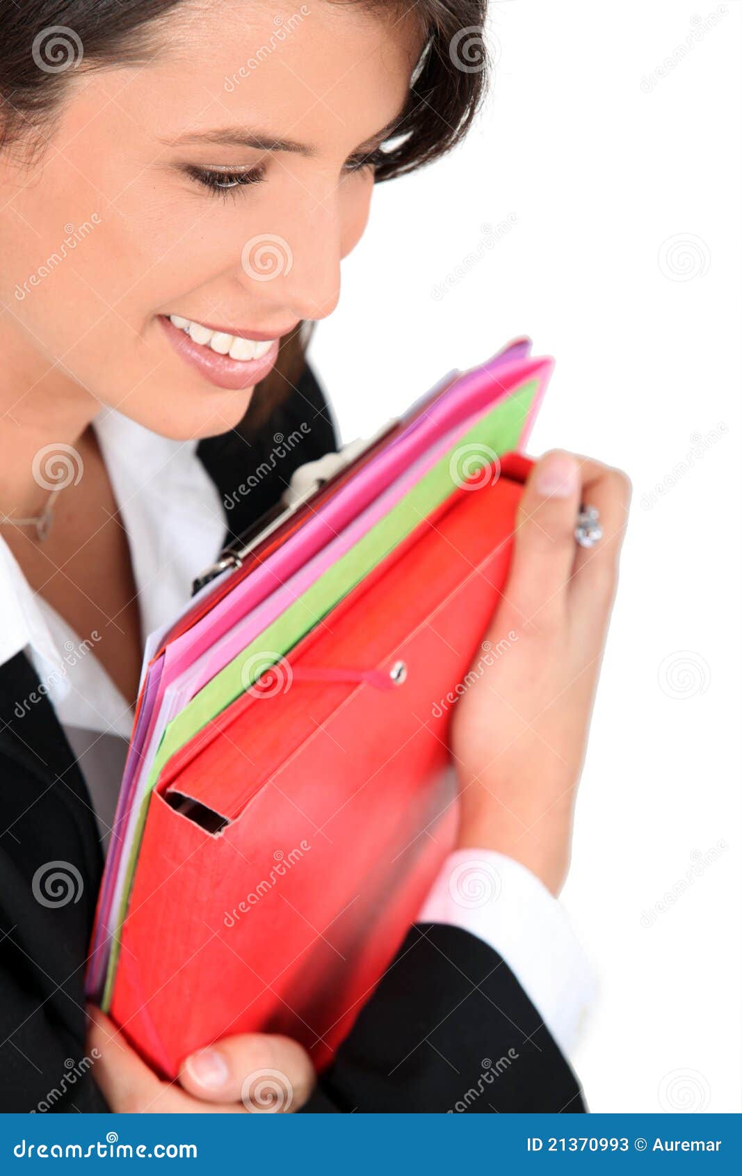 Businesswoman Holding Folders Stock Image - Image of close, woman: 21370993