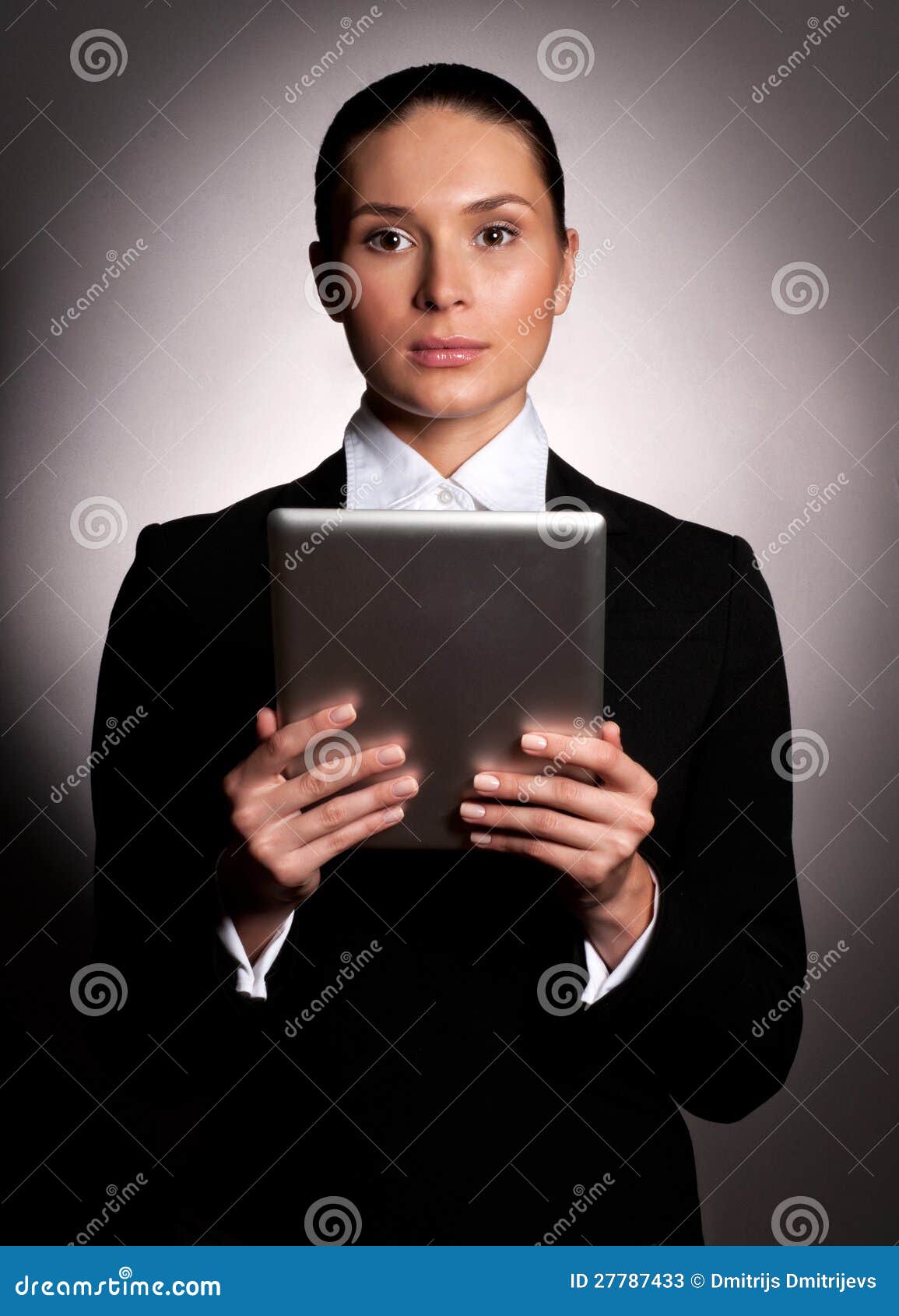 Businesswoman Holding Her Digital Tablet Pc Stock Image - Image of ...