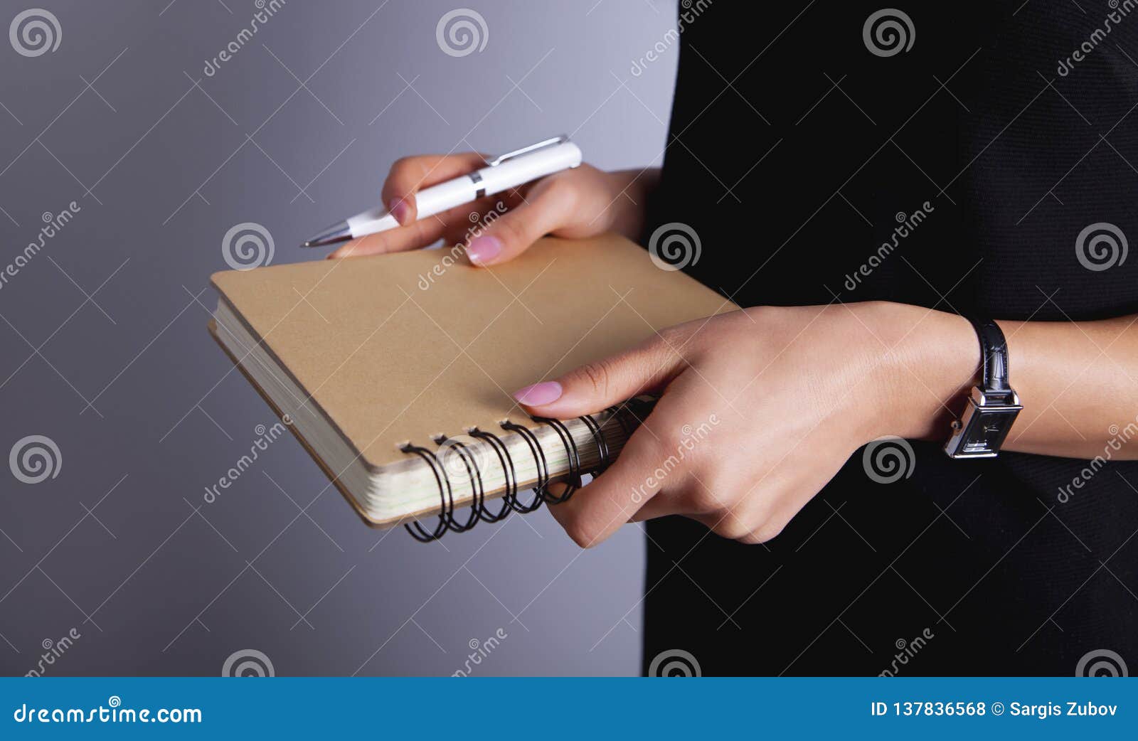 Businesswoman Holding Notebook Stock Photo - Image of white, education ...