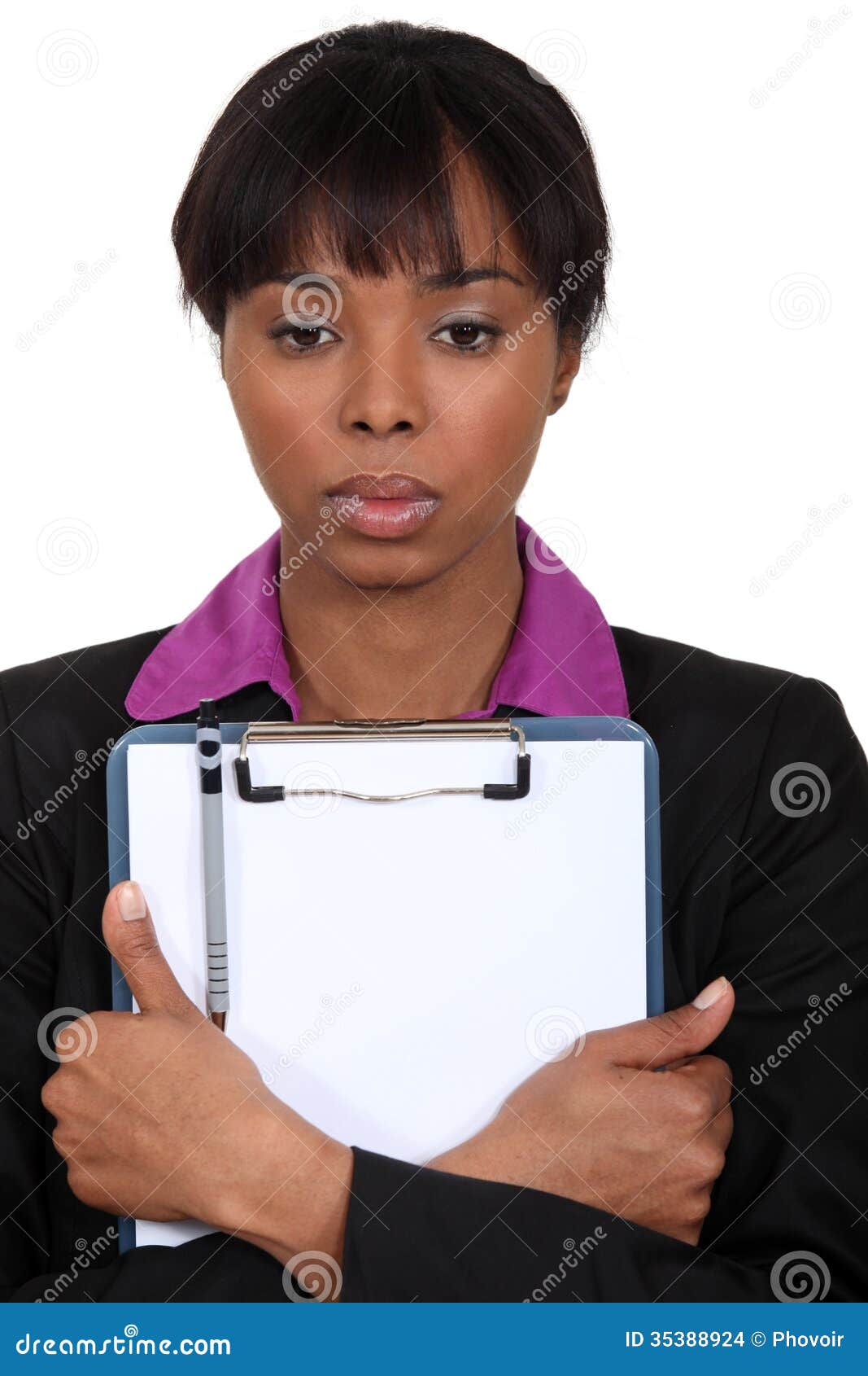Businesswoman Holding a Notepad Stock Photo - Image of look, african ...