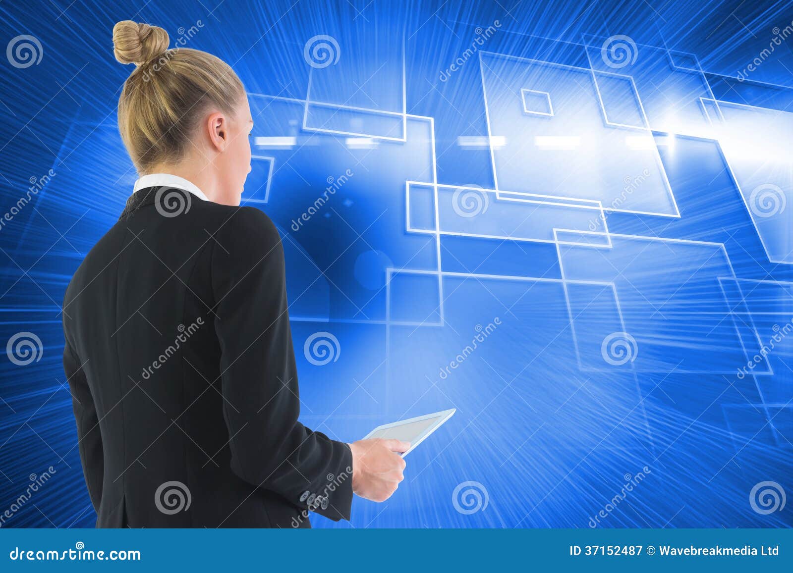 Businesswoman Holding Tablet Stock Image - Image of linear, digital ...