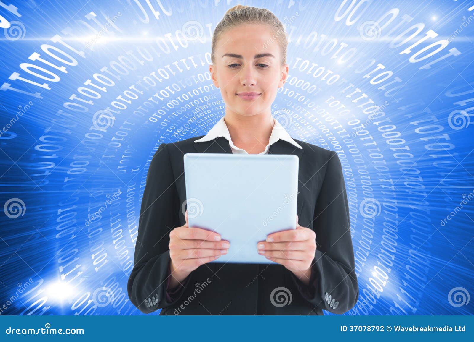 Businesswoman Holding Tablet Stock Photo - Image of design, computing ...