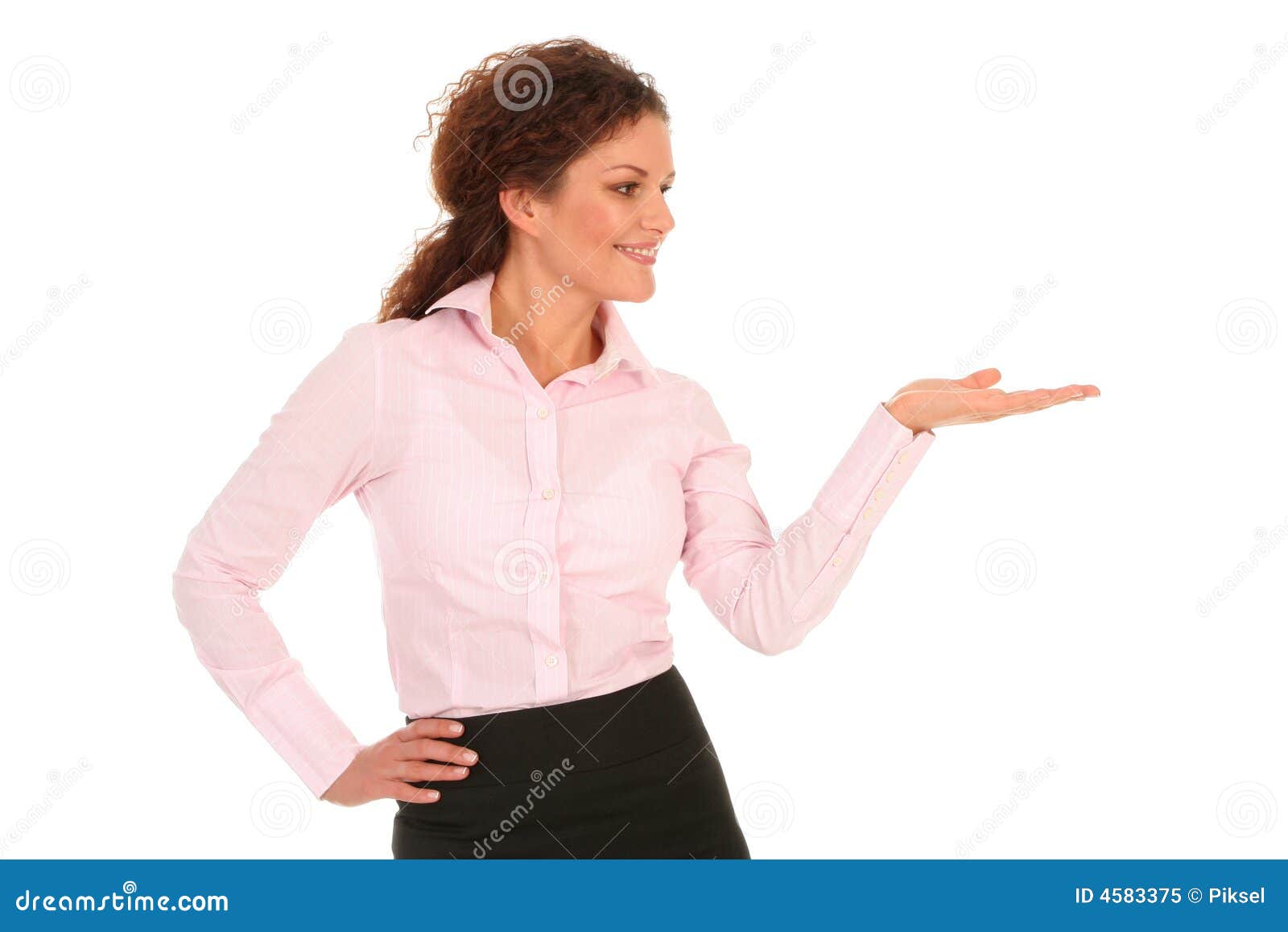 Businesswoman Introducing Something Stock Image - Image of isolated ...