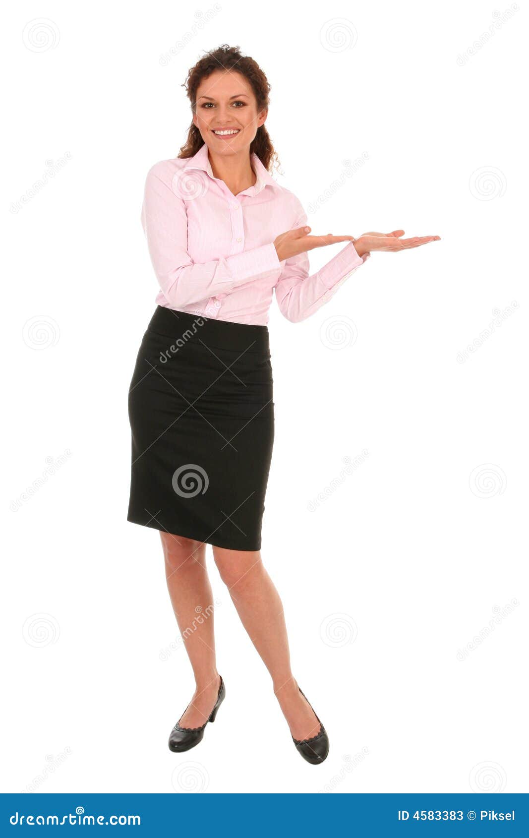 Businesswoman Introducing Something Stock Image - Image of smile ...