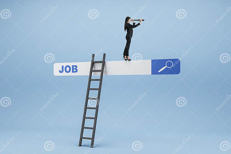 Businesswoman on JOB Search Bar with a Telescope Stock Image - Image of ... Businesswoman on JOB Search Bar with a Telescope Stock Image - Image of ...