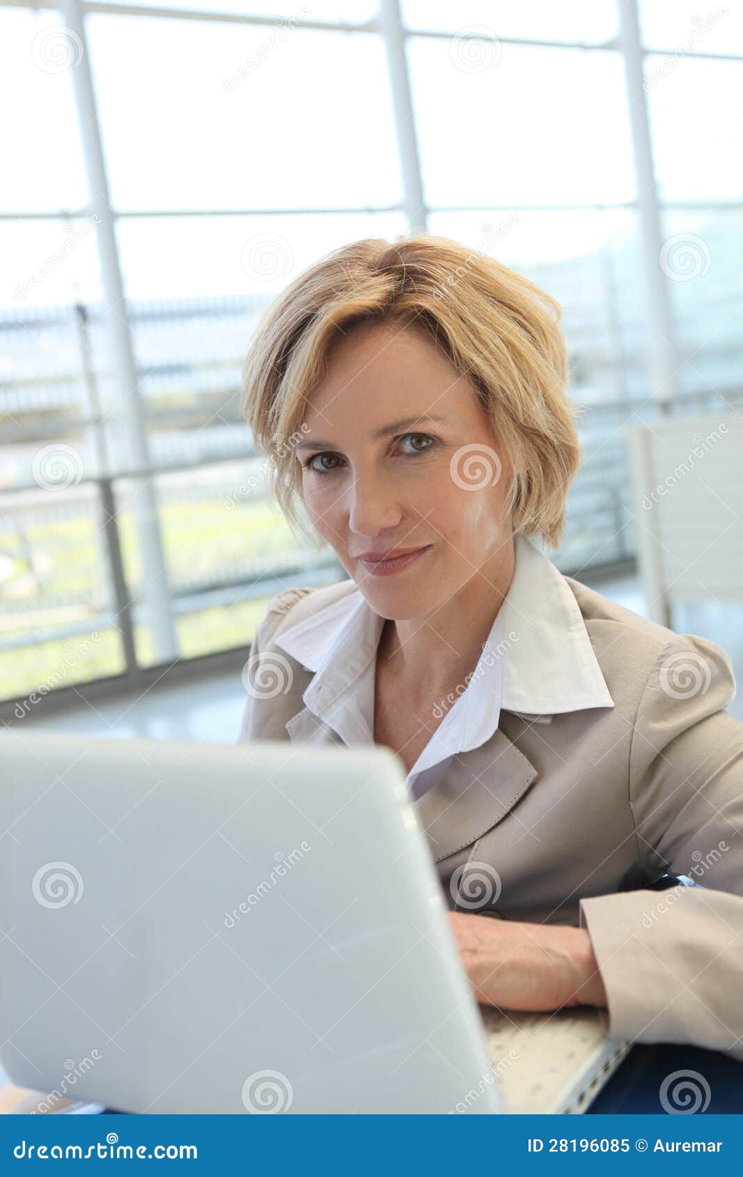Businesswoman on laptop stock image. Image of smart, female - 28196085