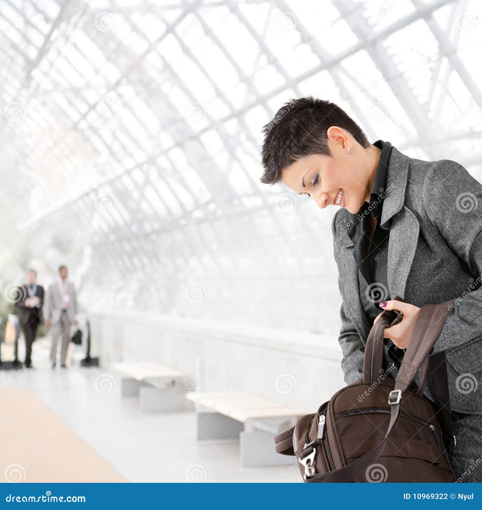 Businesswoman with Laptop Bag Stock Photo - Image of color, grey: 10969322 Businesswoman with Laptop Bag Stock Photo - Image of color, grey: 10969322