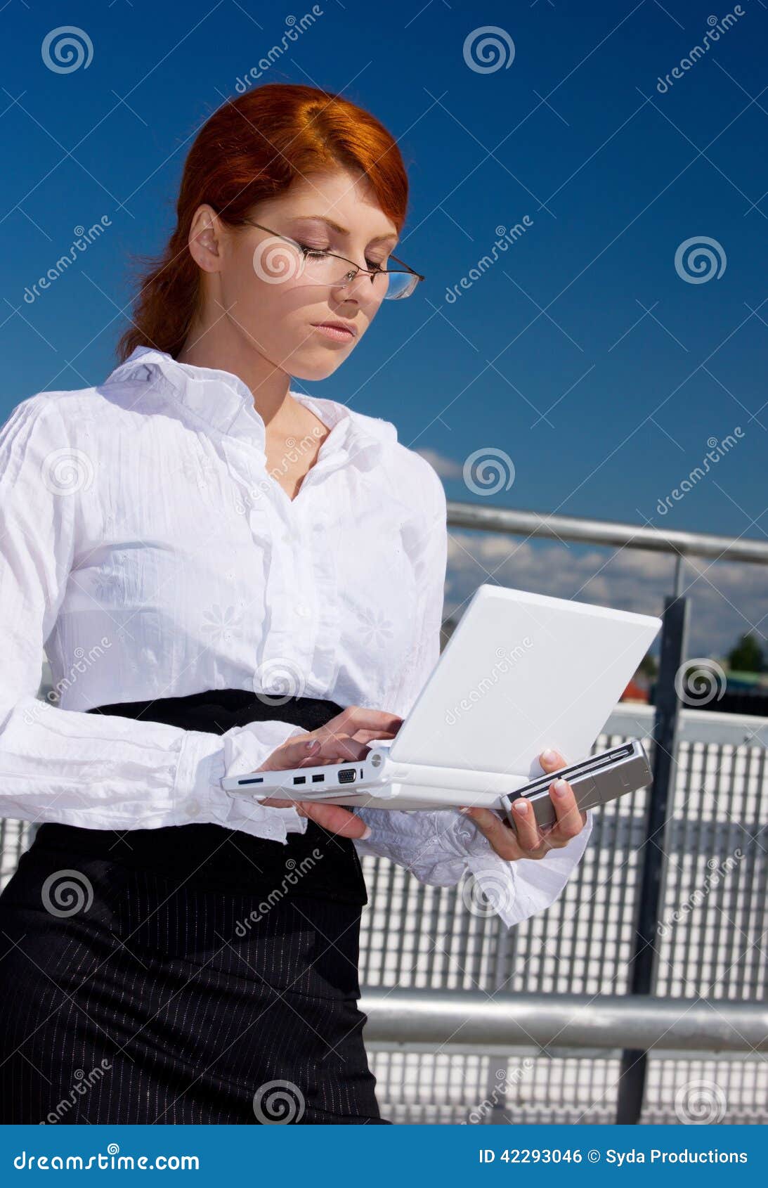 Businesswoman with Laptop Computer Stock Photo - Image of girl ...