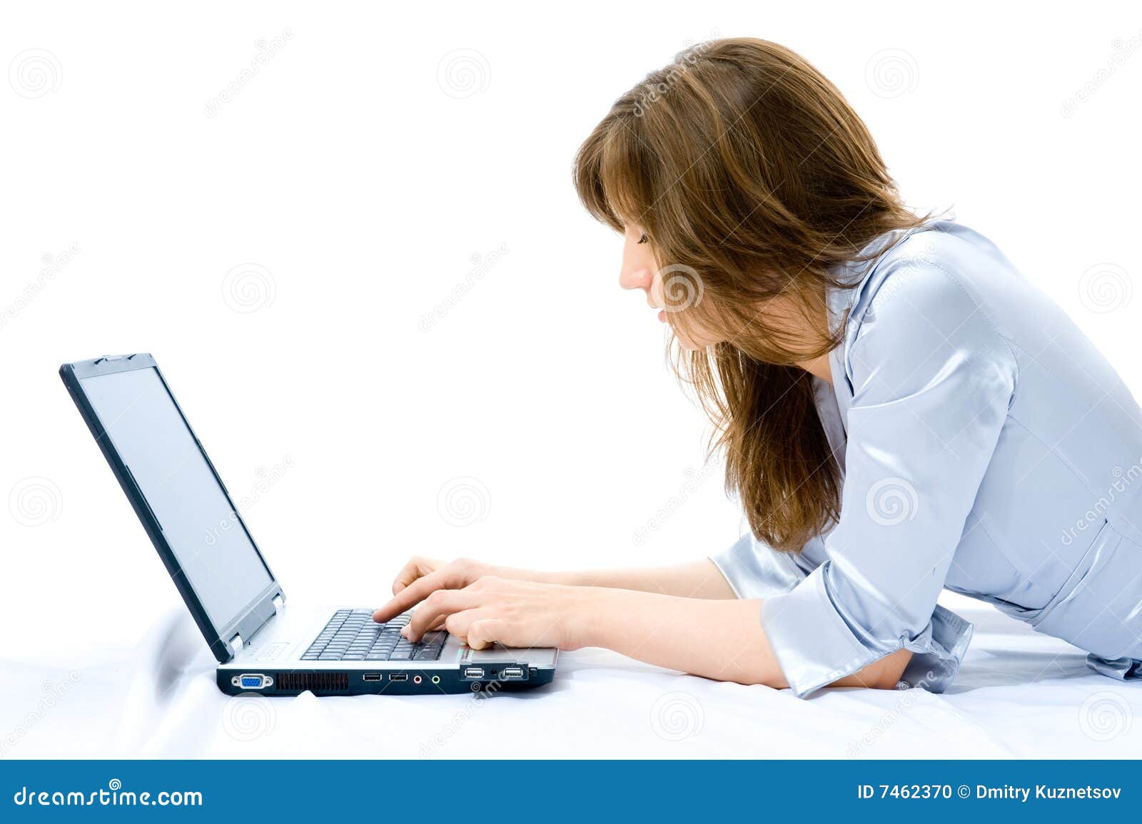 Businesswoman with Laptop Lying on the Floor. Stock Photo - Image of ...