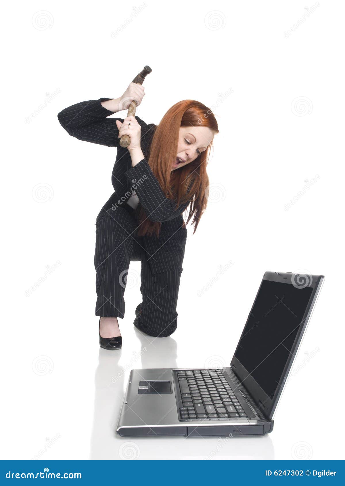 Businesswoman - Laptop Smash Stock Photo - Image of employee, long: 6247302