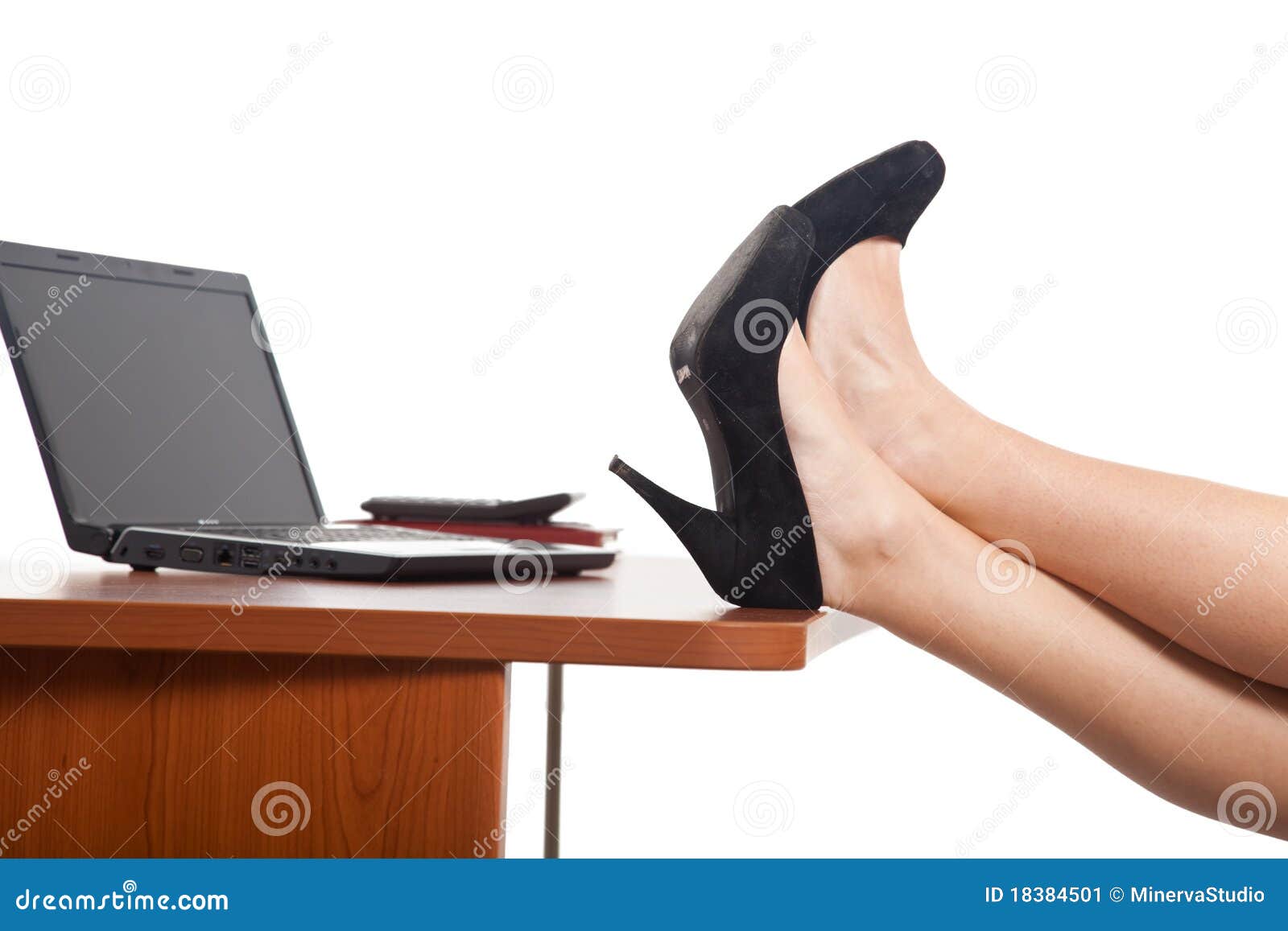 Businesswoman Legs on the Desk Stock Image - Image of happiness, legs ...