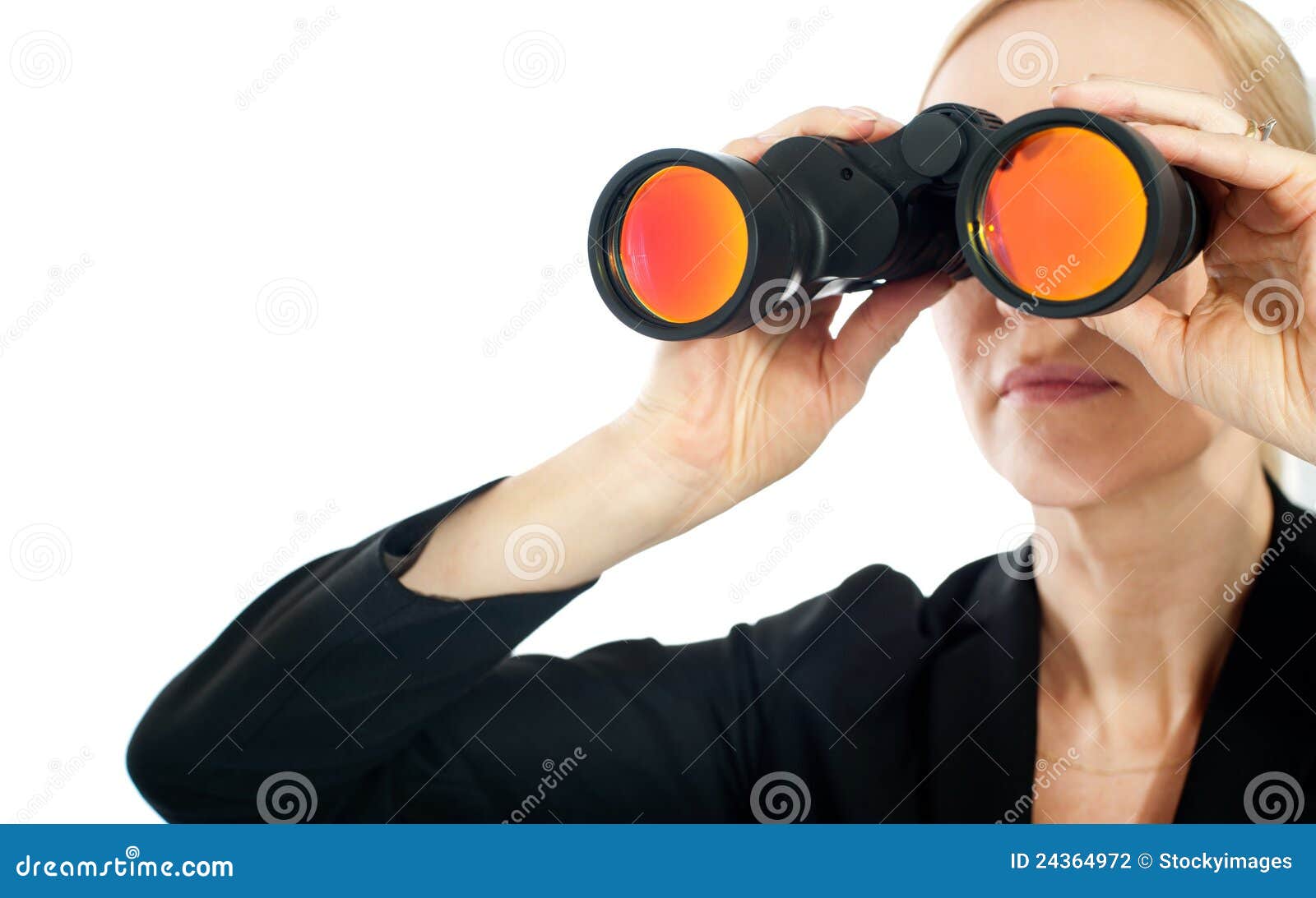 Businesswoman Looking through Binoculars Stock Photo - Image of career ...