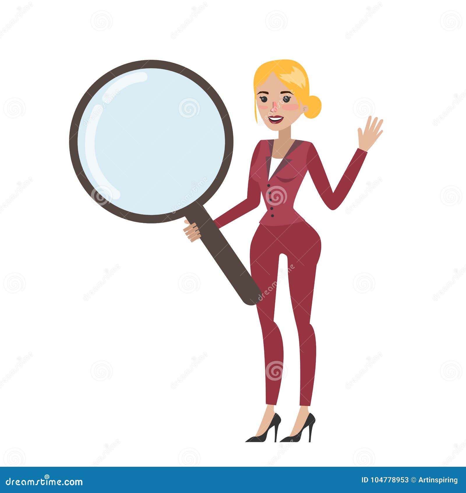 Businesswoman With Magnifying Glass Stock Vector Illustration Of