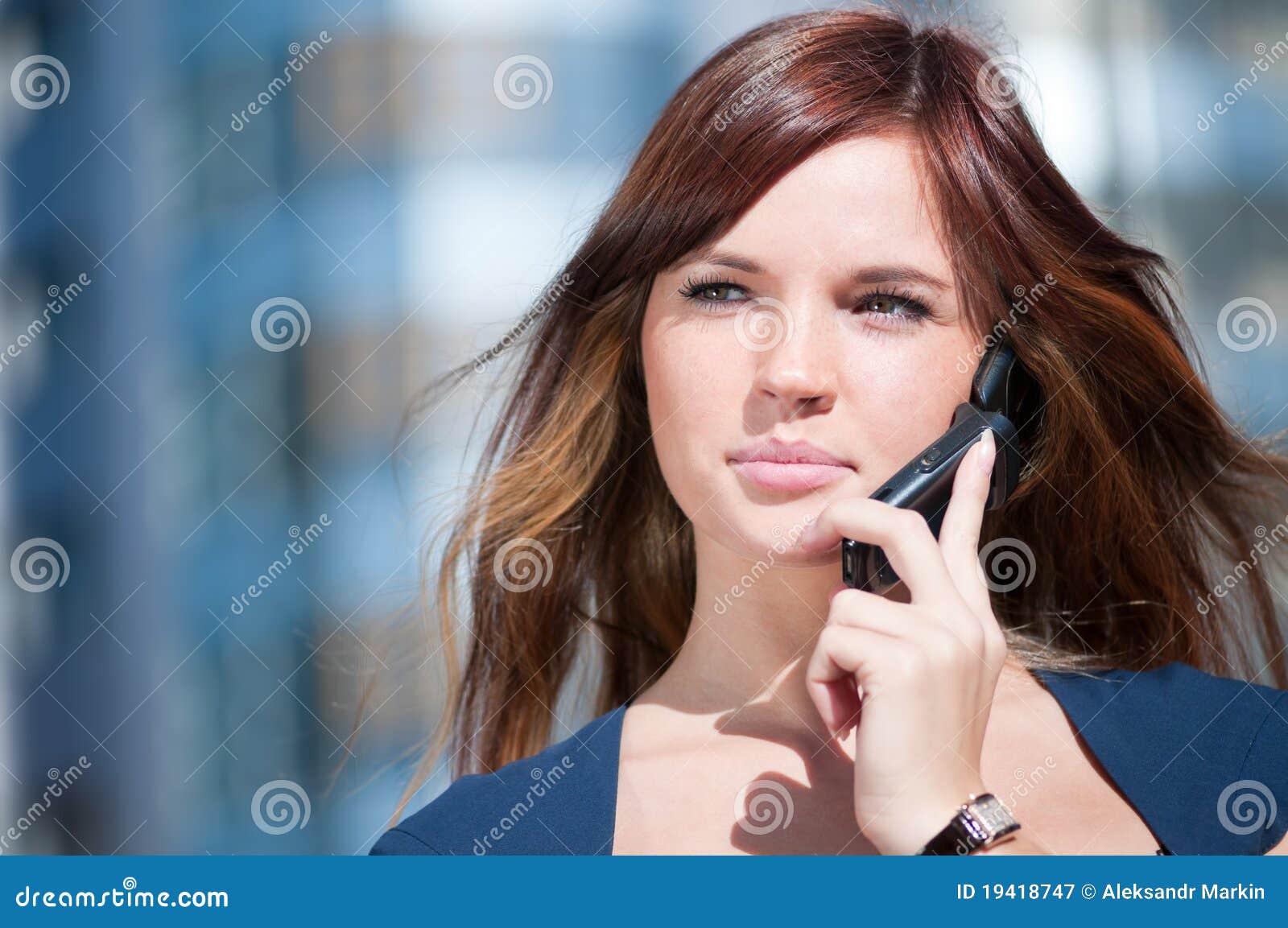 Businesswoman Make Call by Mobile Phone. Stock Image - Image of future ...