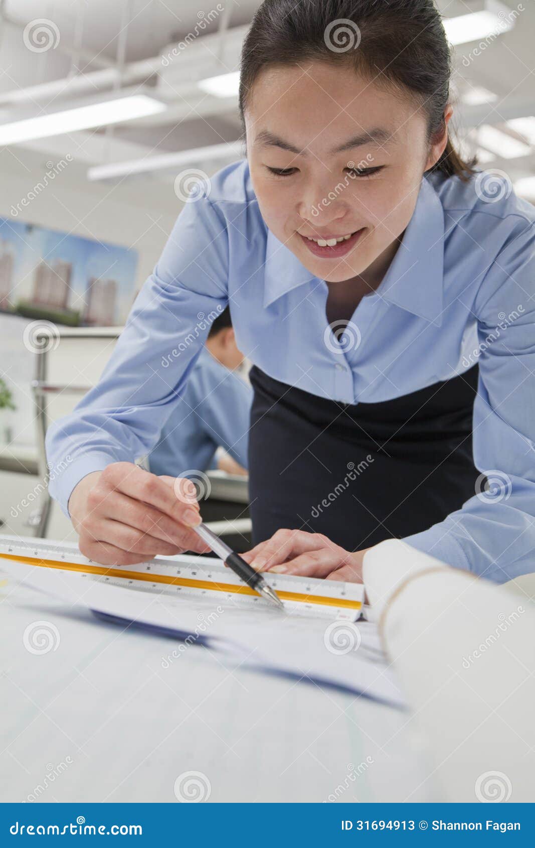 Businesswoman Making Corrections To the Project Stock Image - Image of ...