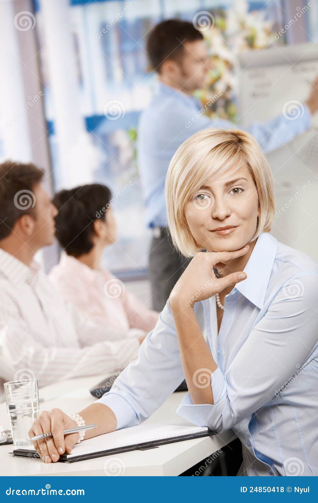 Businesswoman Making Notes on Meeting Stock Photo - Image of business ...