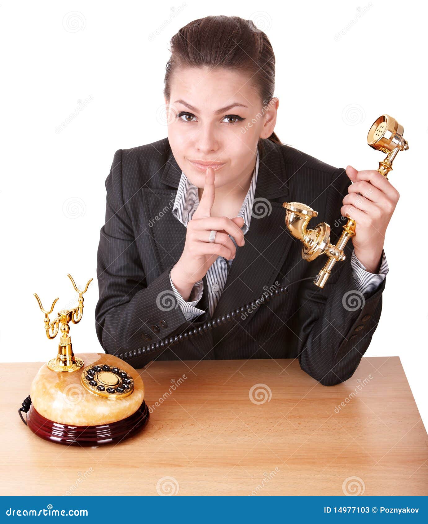 Businesswoman Making Silence Gesture. Stock Image - Image of beautiful ...