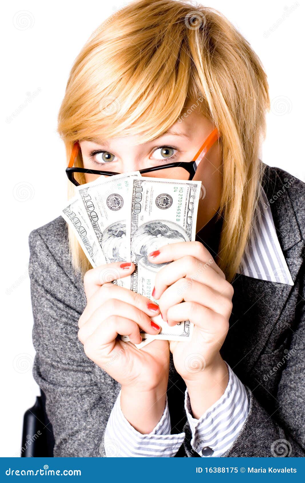 Businesswoman with money stock image. Image of girl, blond - 16388175