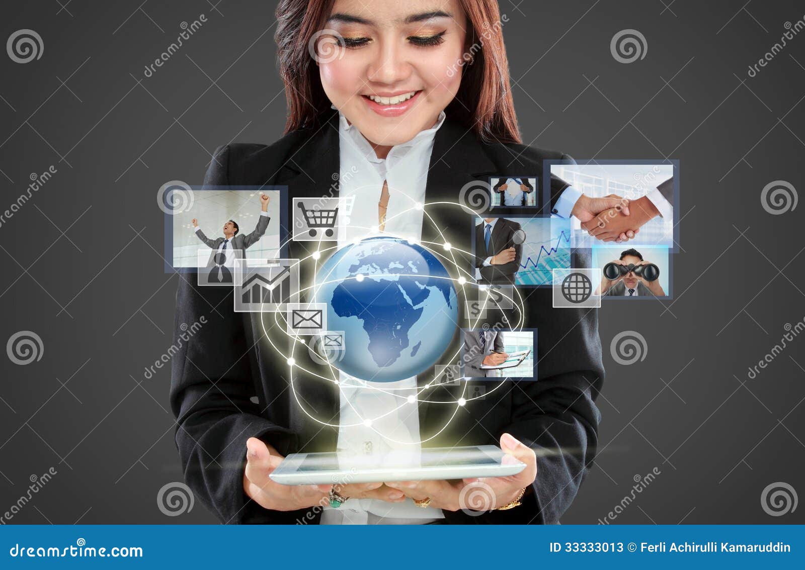 Businesswoman Navigating in Virtual Reality Interface Stock Image ...