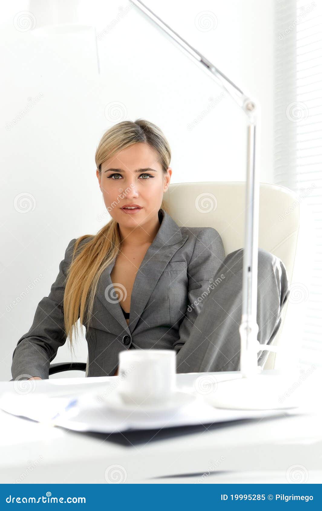 Businesswoman in the Office. Break Time Stock Image - Image of drinking ...