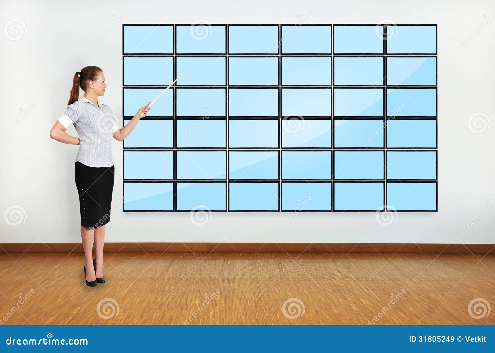 Businesswoman in Office Pointing Stock Image - Image of education ...