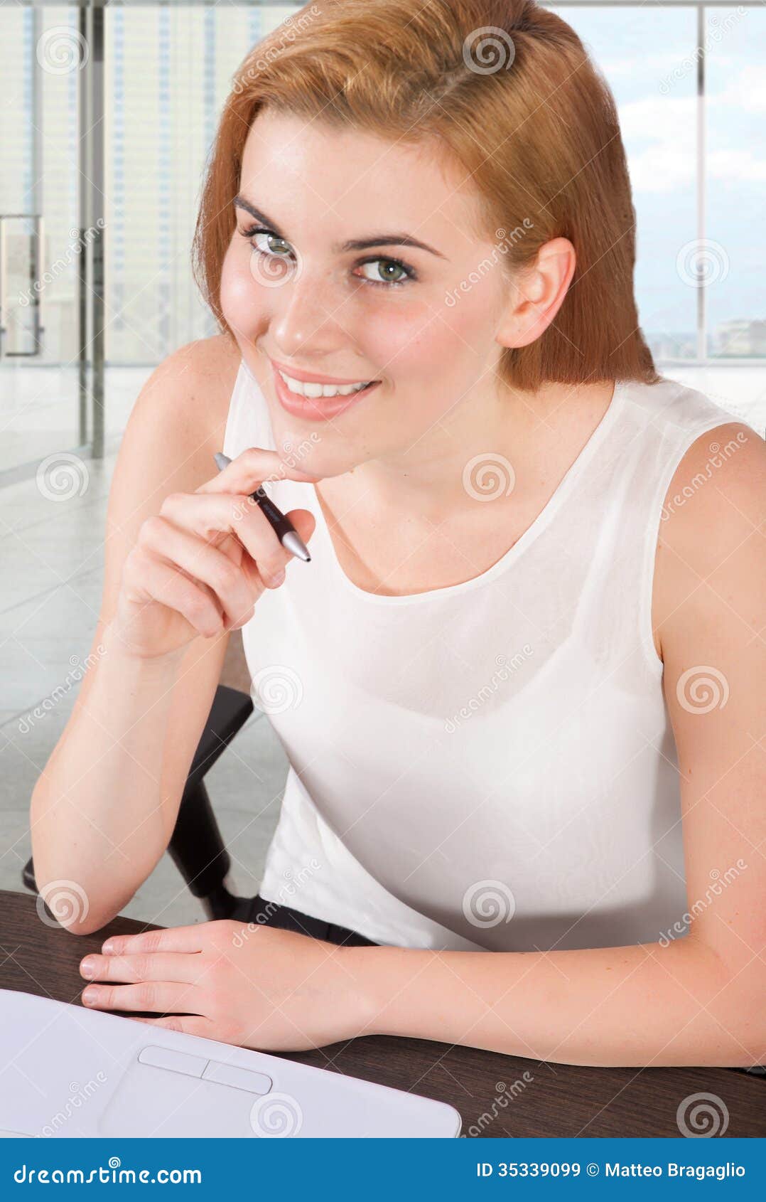 Businesswoman in office stock image. Image of attractive - 35339099