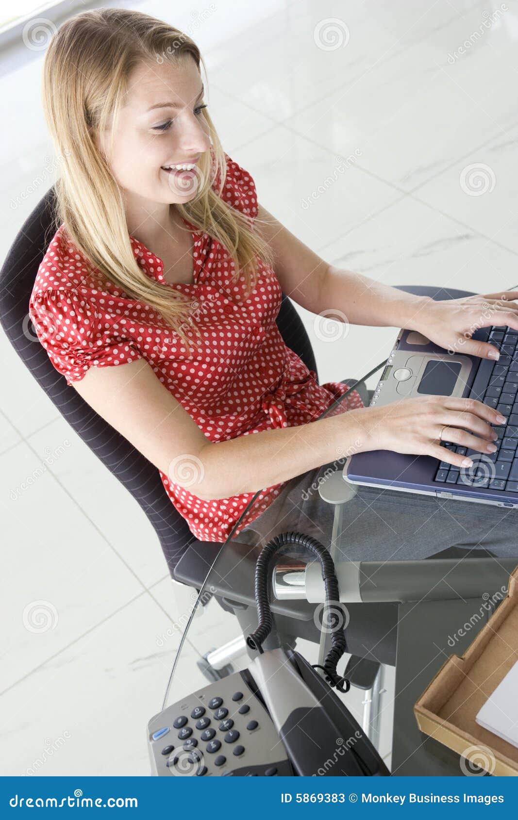 Businesswoman in Office Typing on Computer Stock Image - Image of ...