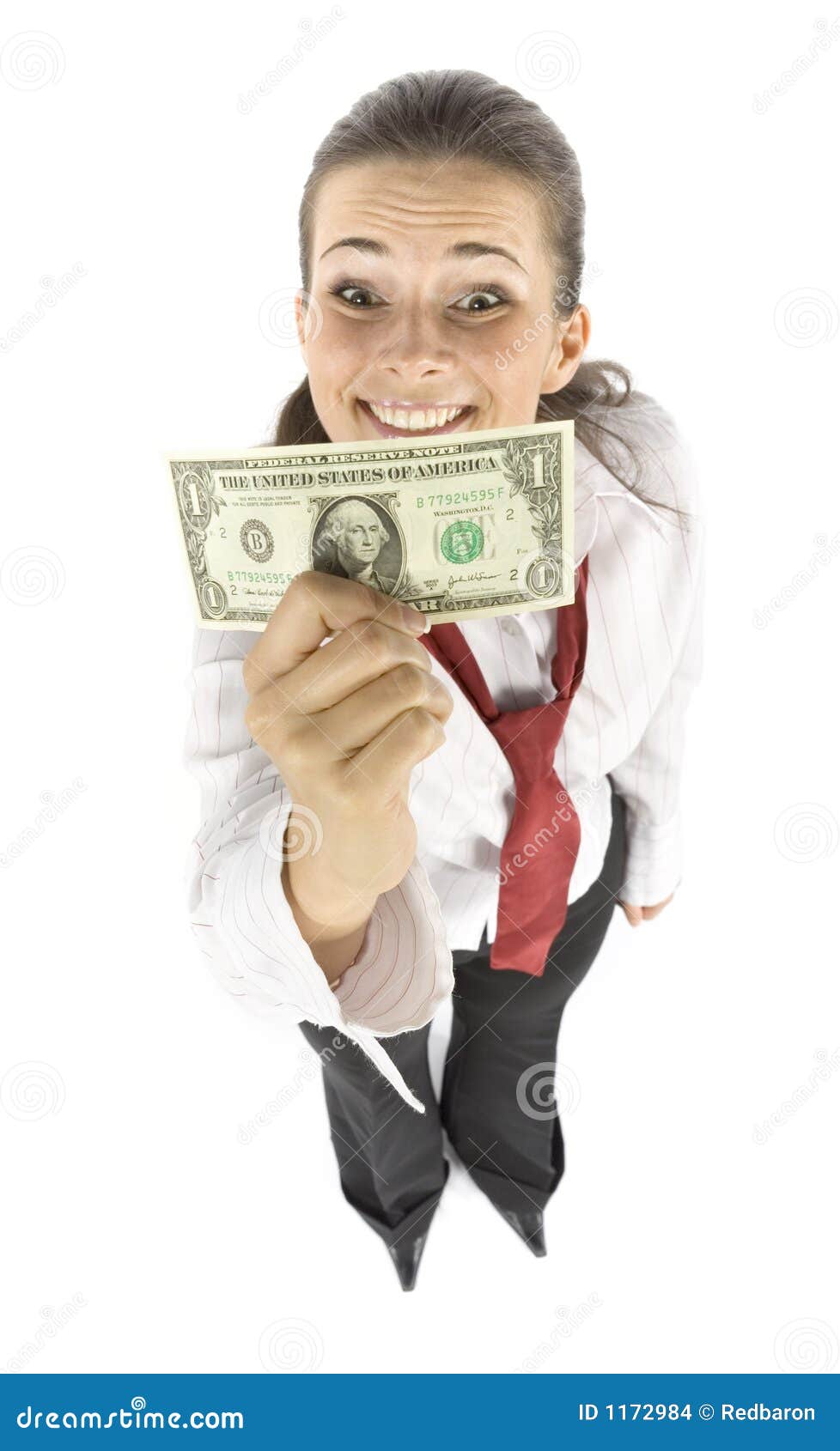 Businesswoman with One Dollar Banknote Stock Photo - Image of banknote ...